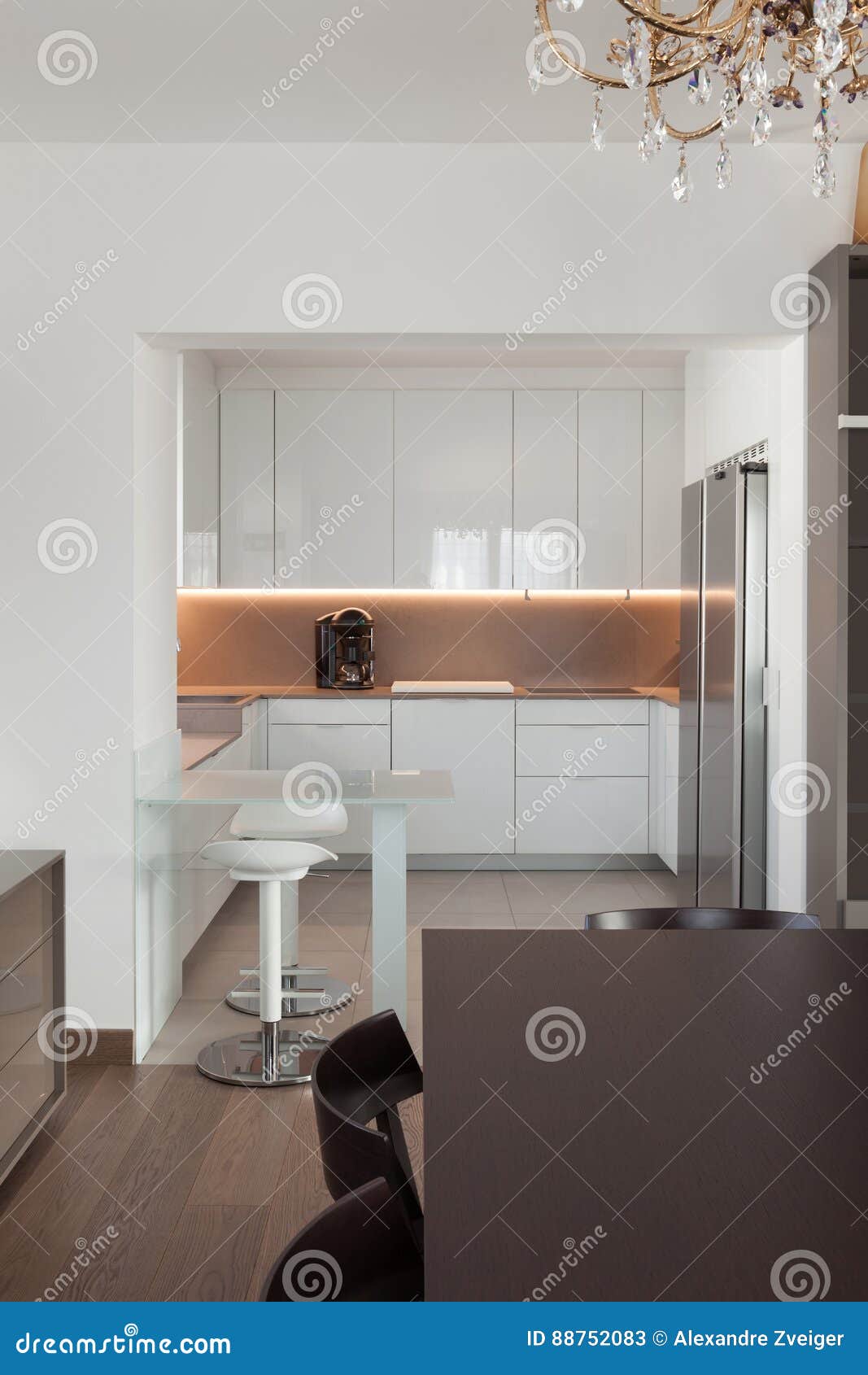 Kitchen View from the Table Stock Image - Image of cabinet, household ...