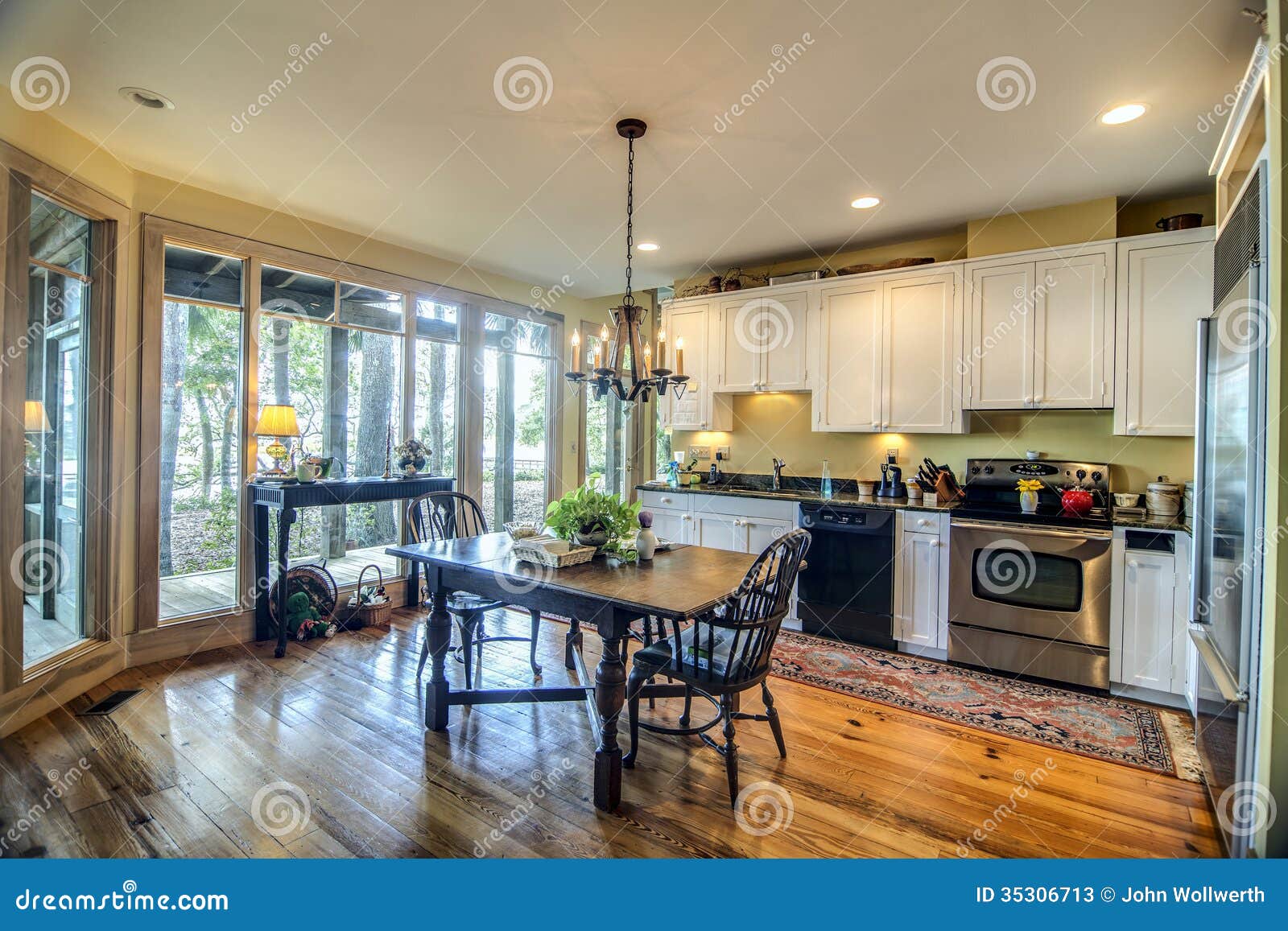 Kitchen with view windows stock image. Image of decorating - 35306713