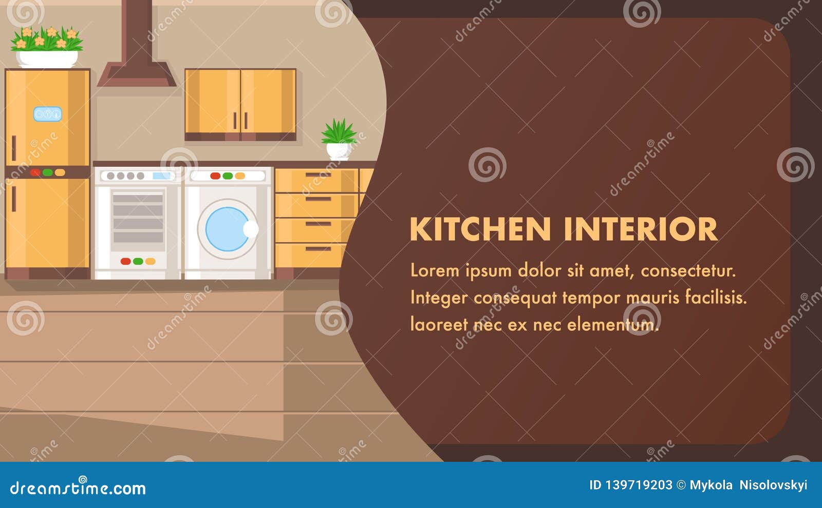 Kitchen Website Vector Banner Template Stock Vector - Illustration of ...