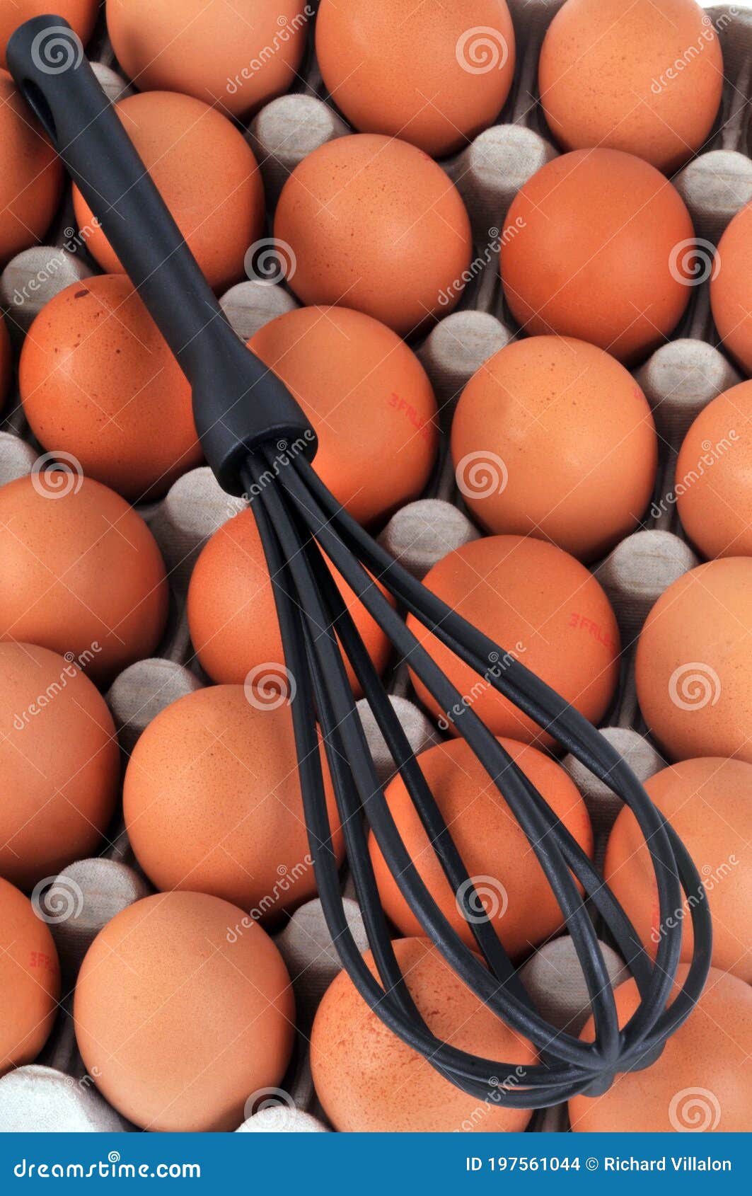 Kitchen Whisk on Eggs in a Box Stock Photo - Image of utensil, albumin ...