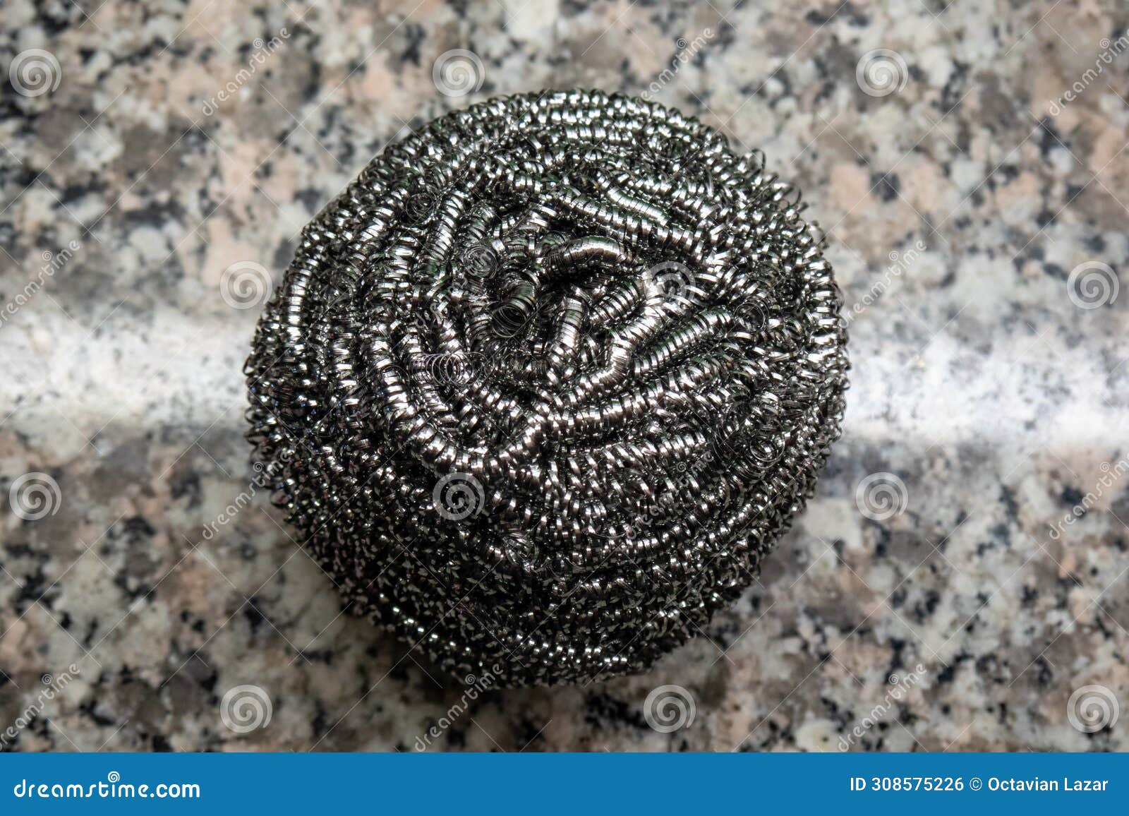 Kitchen Wire Cleaning or Scrubbing Sponge, on Granite Counter Top Stock ...