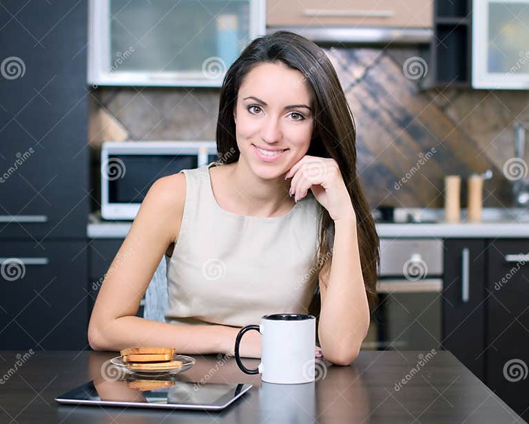 Kitchen Woman stock image. Image of pretty, 2024, morning - 35042943