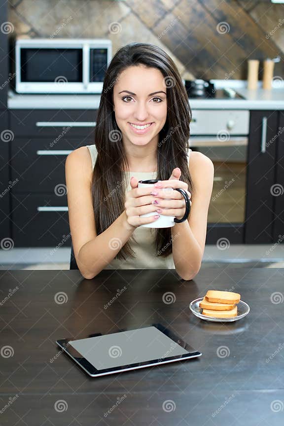 Kitchen Woman stock photo. Image of looking, house, communication ...