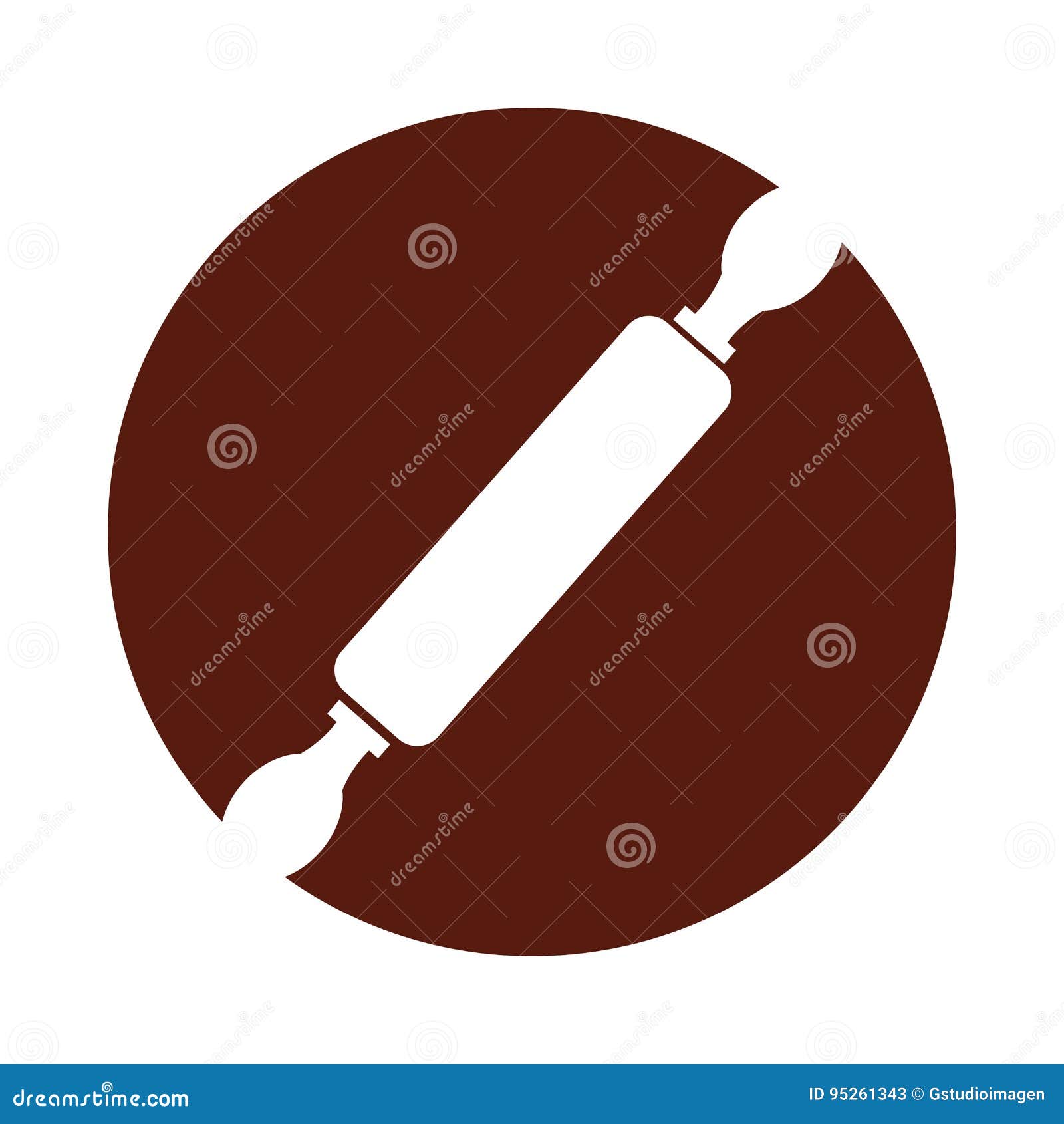 Kitchen wooden roller icon stock vector. Illustration of baker - 95261343