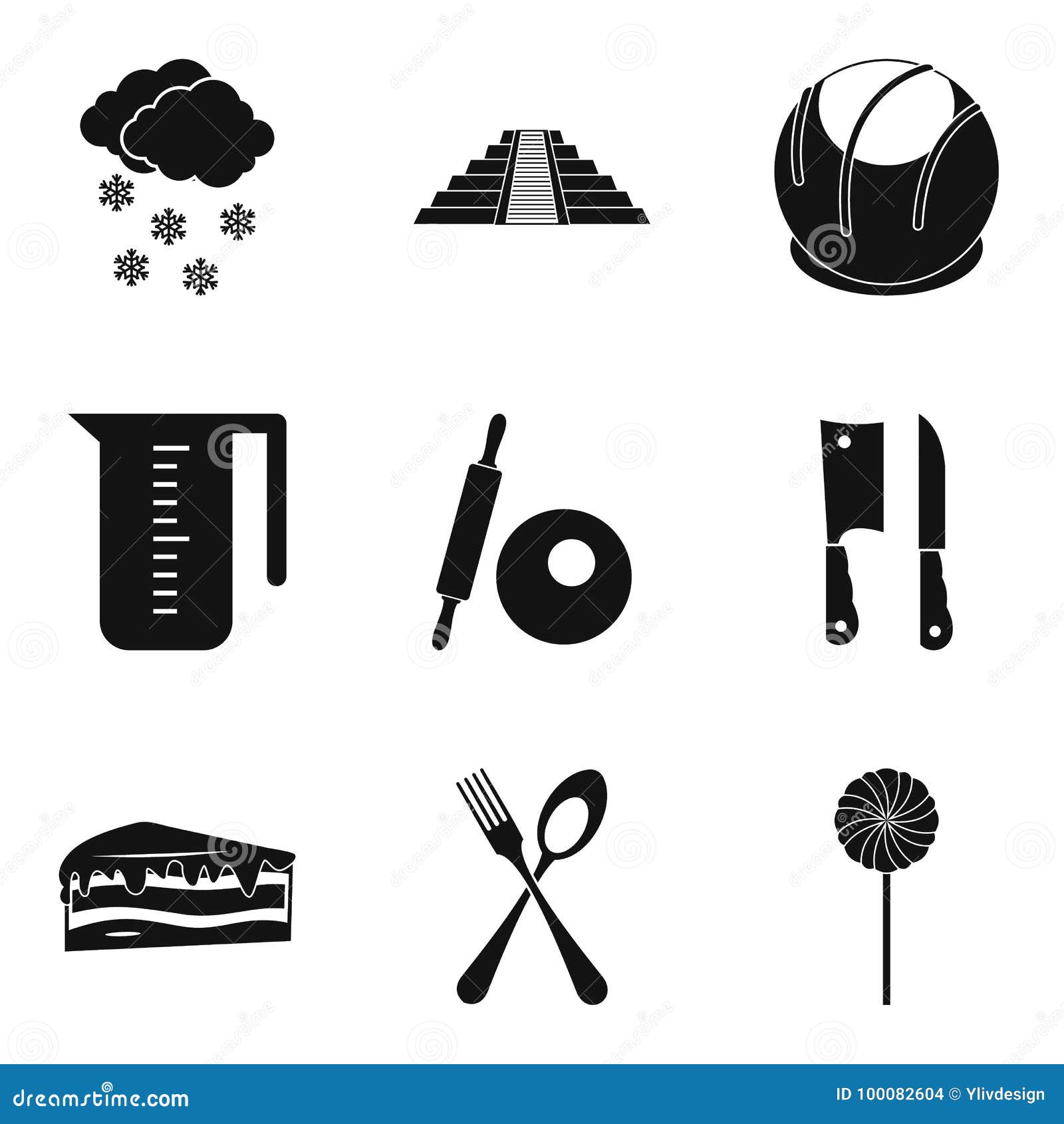Kitchen Work Icon Set, Simple Style Stock Vector - Illustration of eggs ...