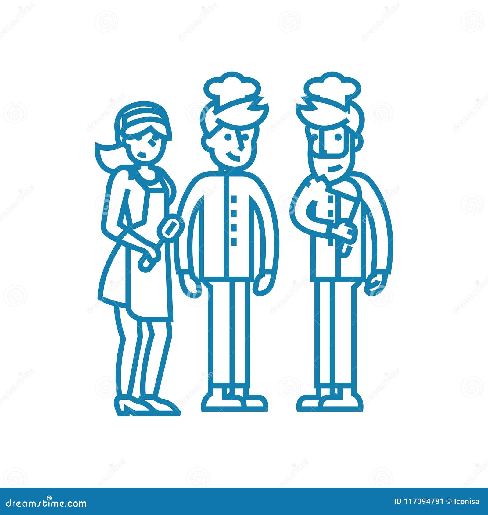 Kitchen Workers Linear Icon Concept. Kitchen Workers Line Vector Sign ...