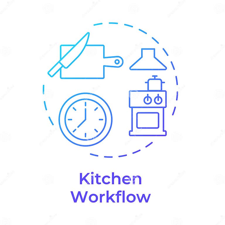 Kitchen Workflow Blue Gradient Concept Icon Stock Illustration ...