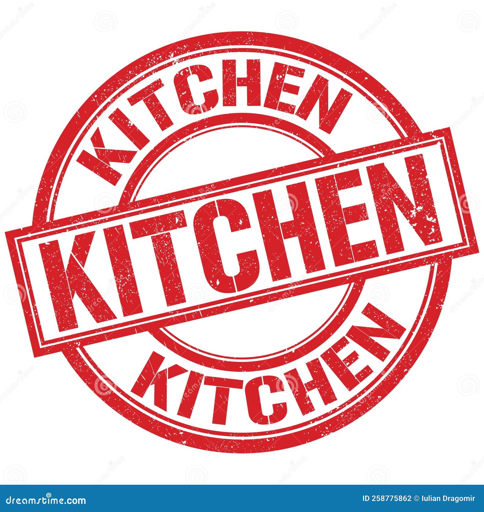 KITCHEN Written Word on Red Stamp Sign Stock Illustration ...