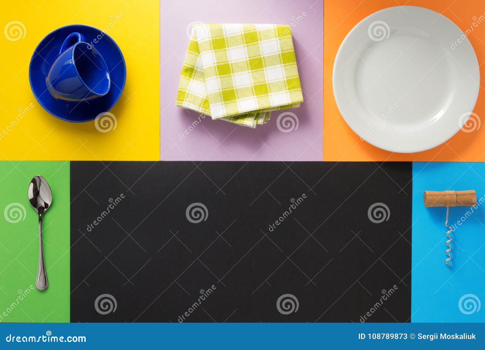 Kitchenware at Colorful Background Stock Image - Image of cafeteria ...