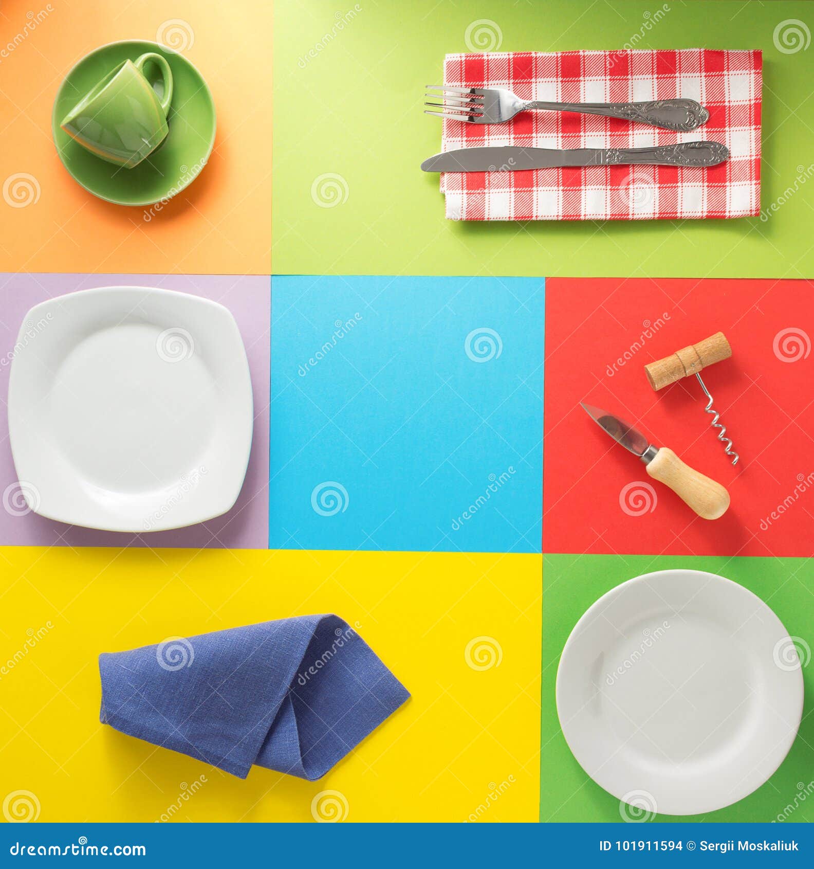Kitchenware at Colorful Background Stock Photo - Image of kitchen ...