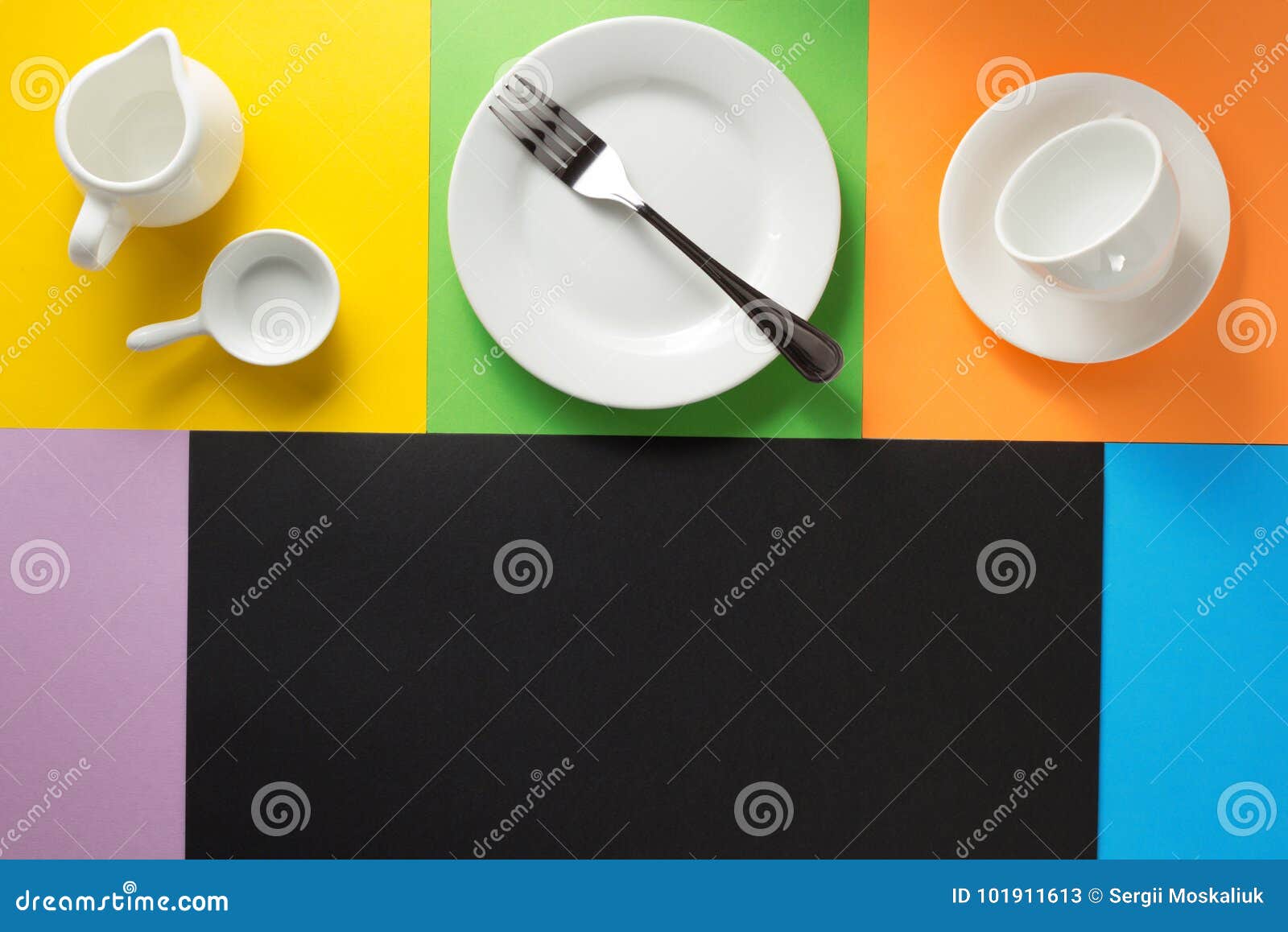 Kitchenware at Colorful Background Stock Image - Image of blue, black ...