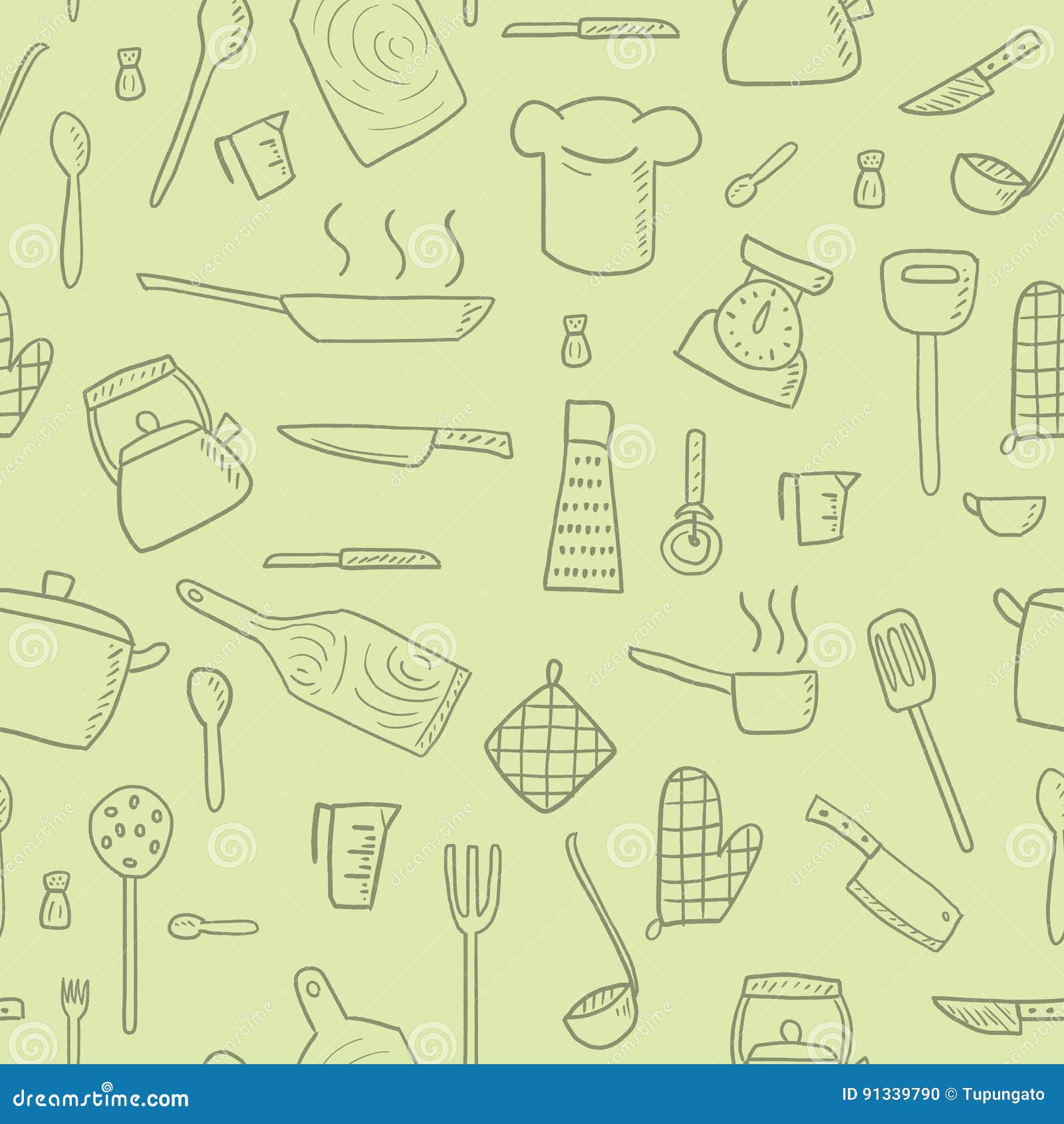 Kitchenware background stock vector. Illustration of fabric - 91339790