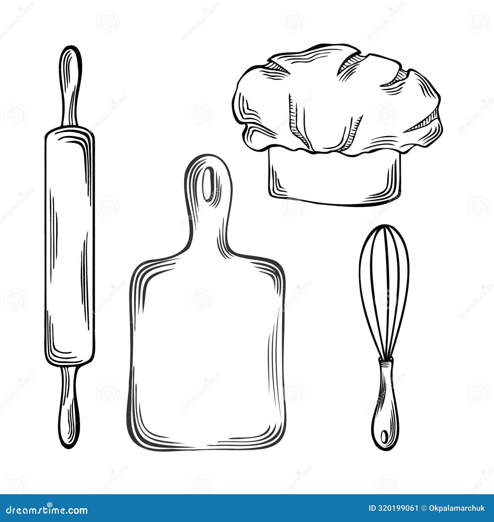 Kitchenware, Baking Tools. Set from Chef Hat with Cutting Board ...