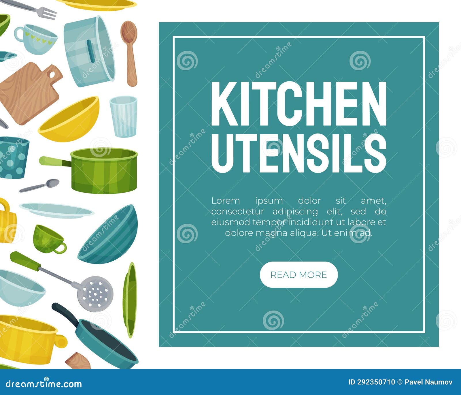 Kitchenware Banner Design with Tools and Utensils Vector Template Stock ...