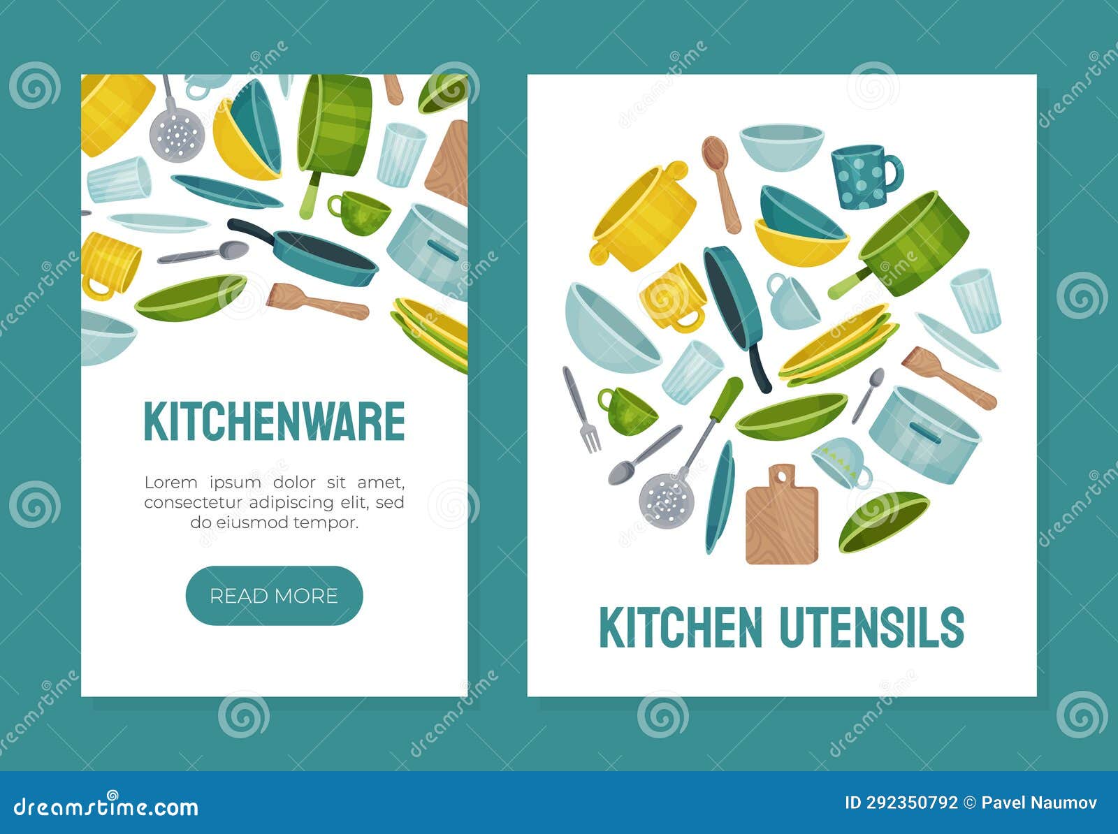 Kitchenware Banner Design with Tools and Utensils Vector Template Stock ...