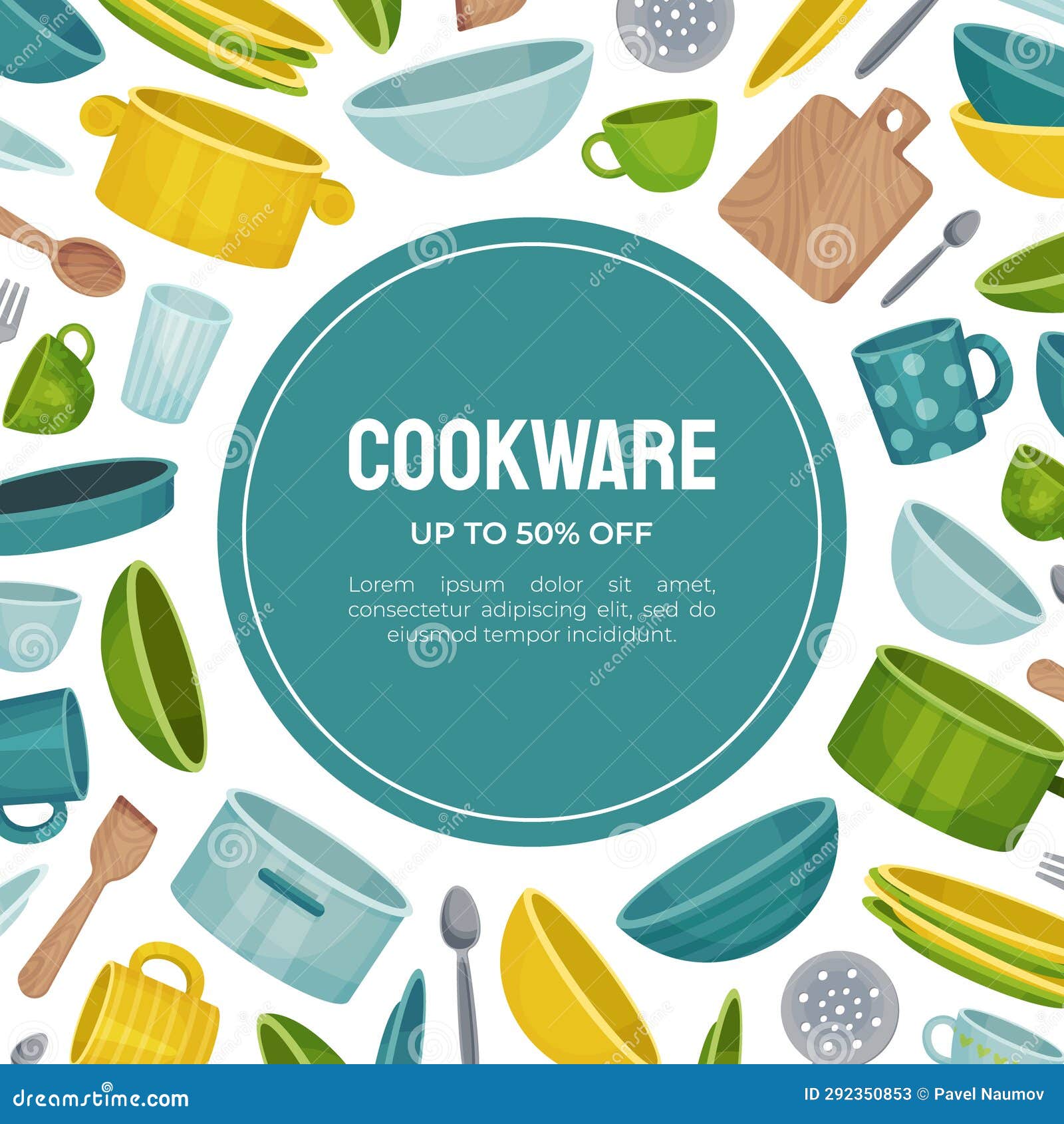 Kitchenware Banner Design with Tools and Utensils Vector Template Stock ...