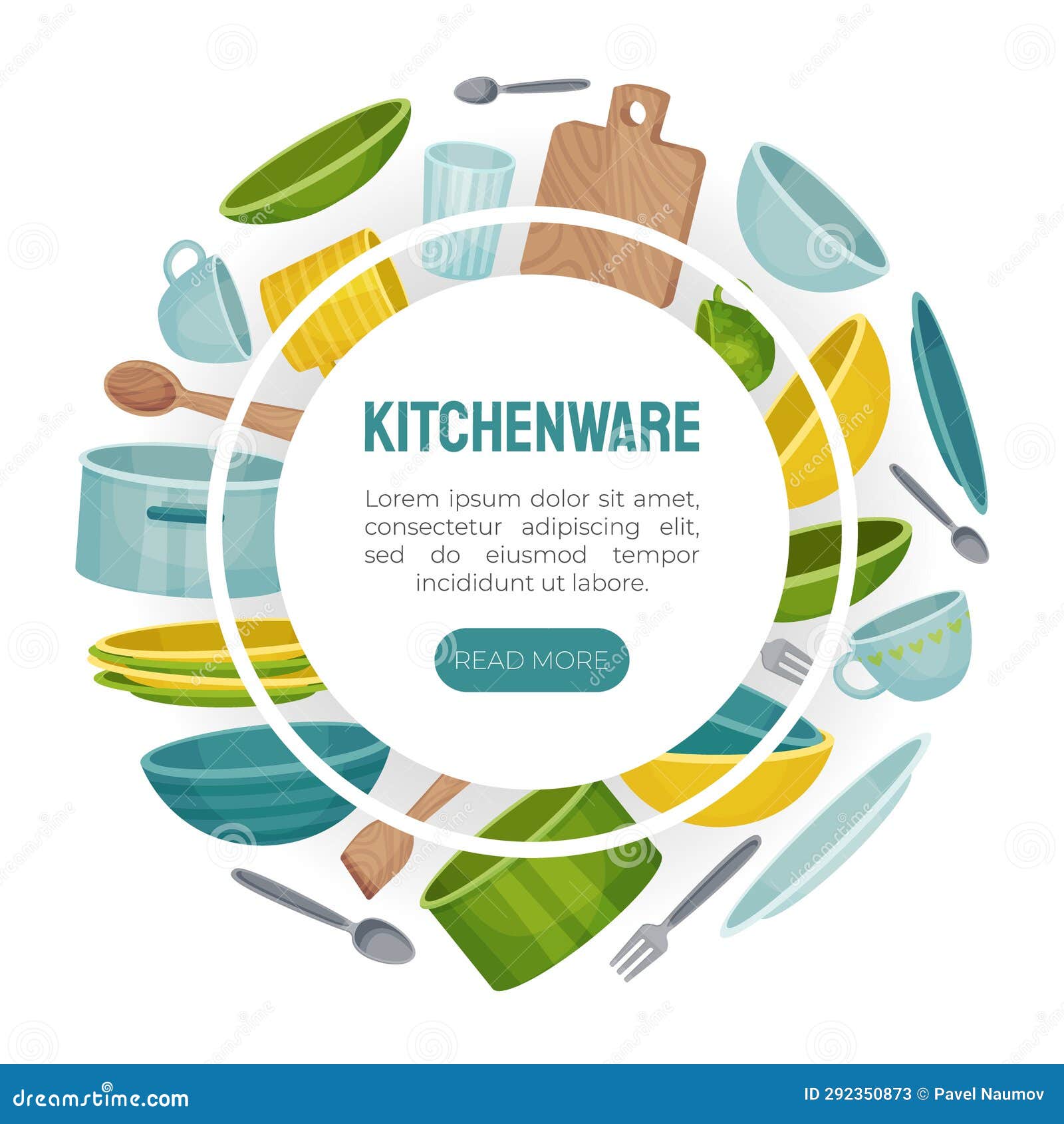 Kitchenware Banner Design with Tools and Utensils Vector Template Stock ...