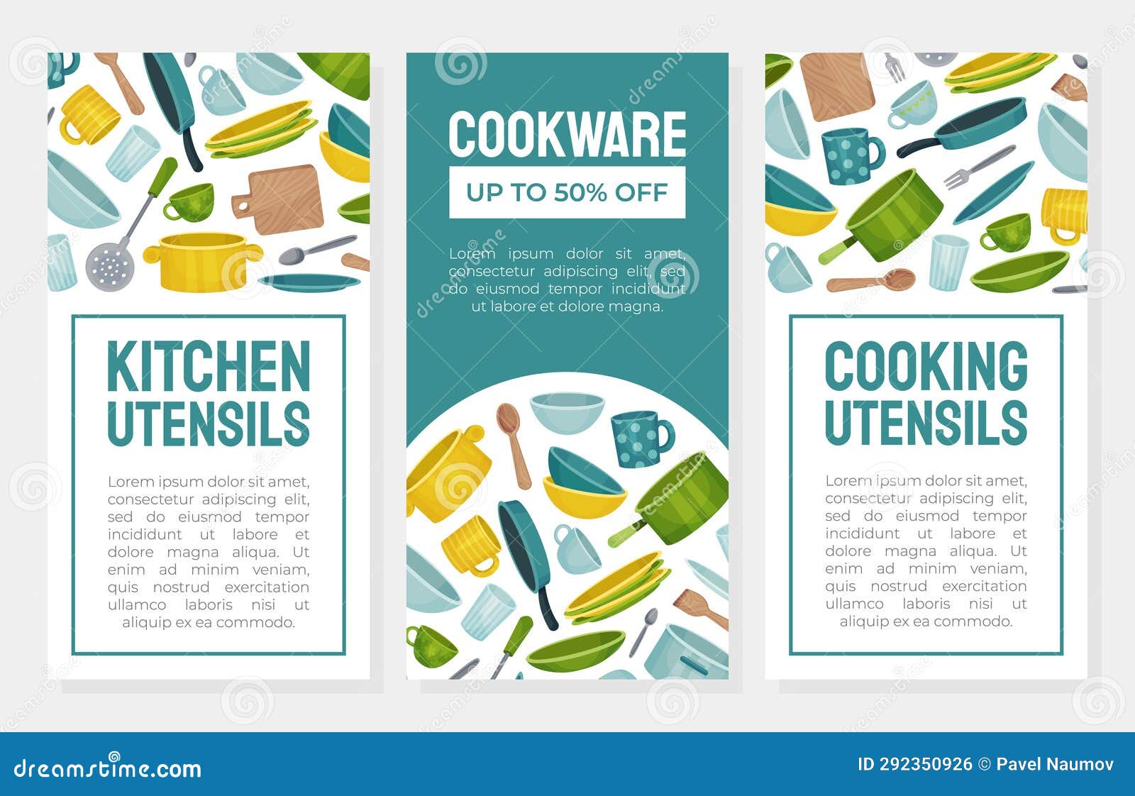 Kitchenware Banner Design with Tools and Utensils Vector Template Stock ...