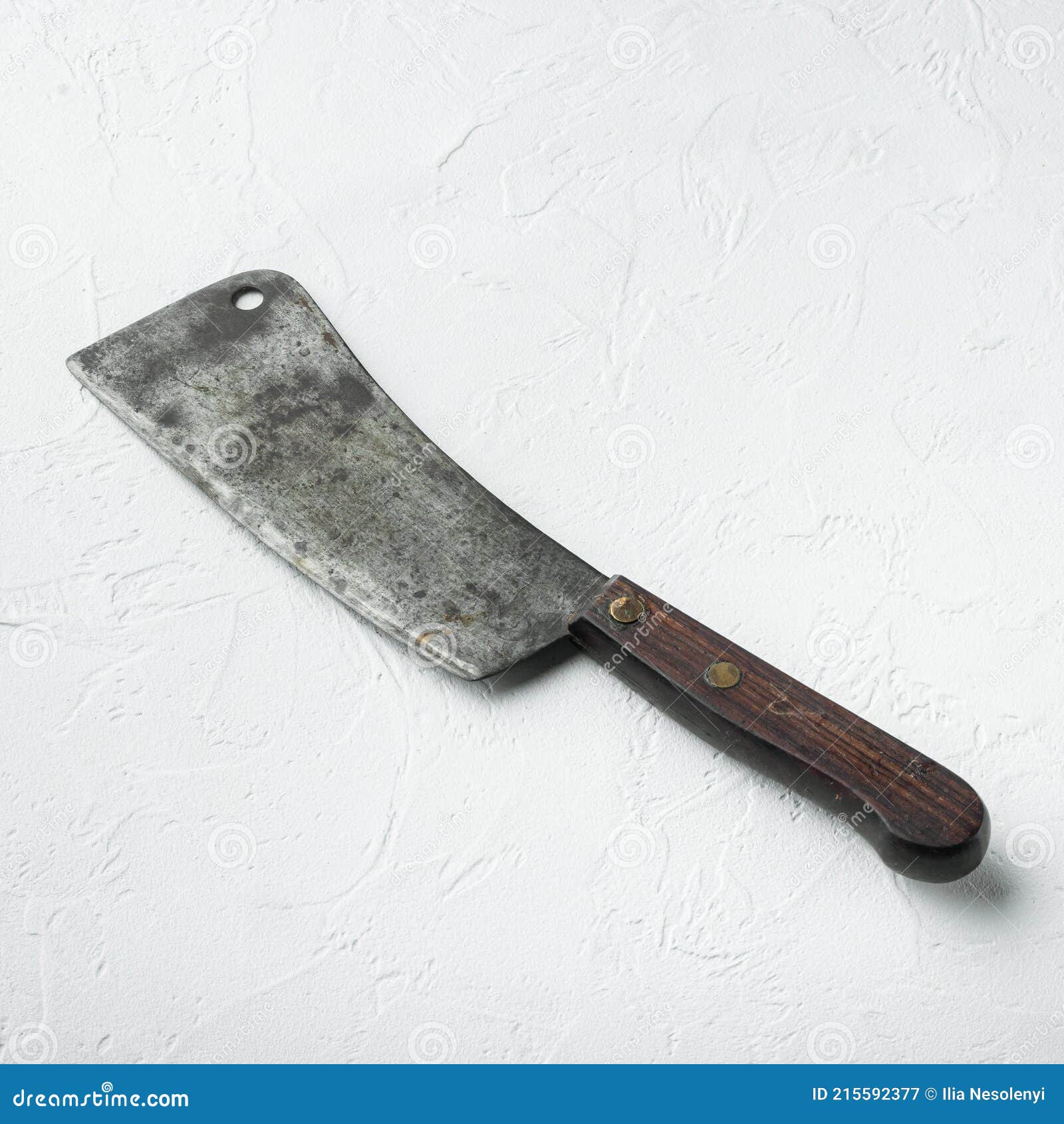 Kitchenware Butcher Cleaver, on White Stone Surface, Square Format ...