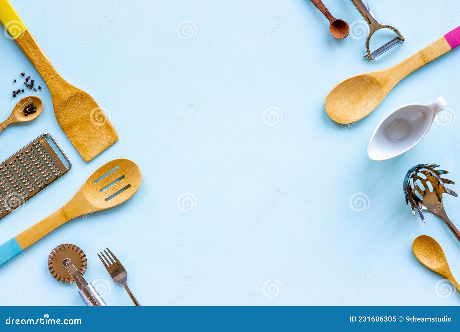 Kitchenware Cooking Tools and Utensils. Cooking Background, Flat Lay ...