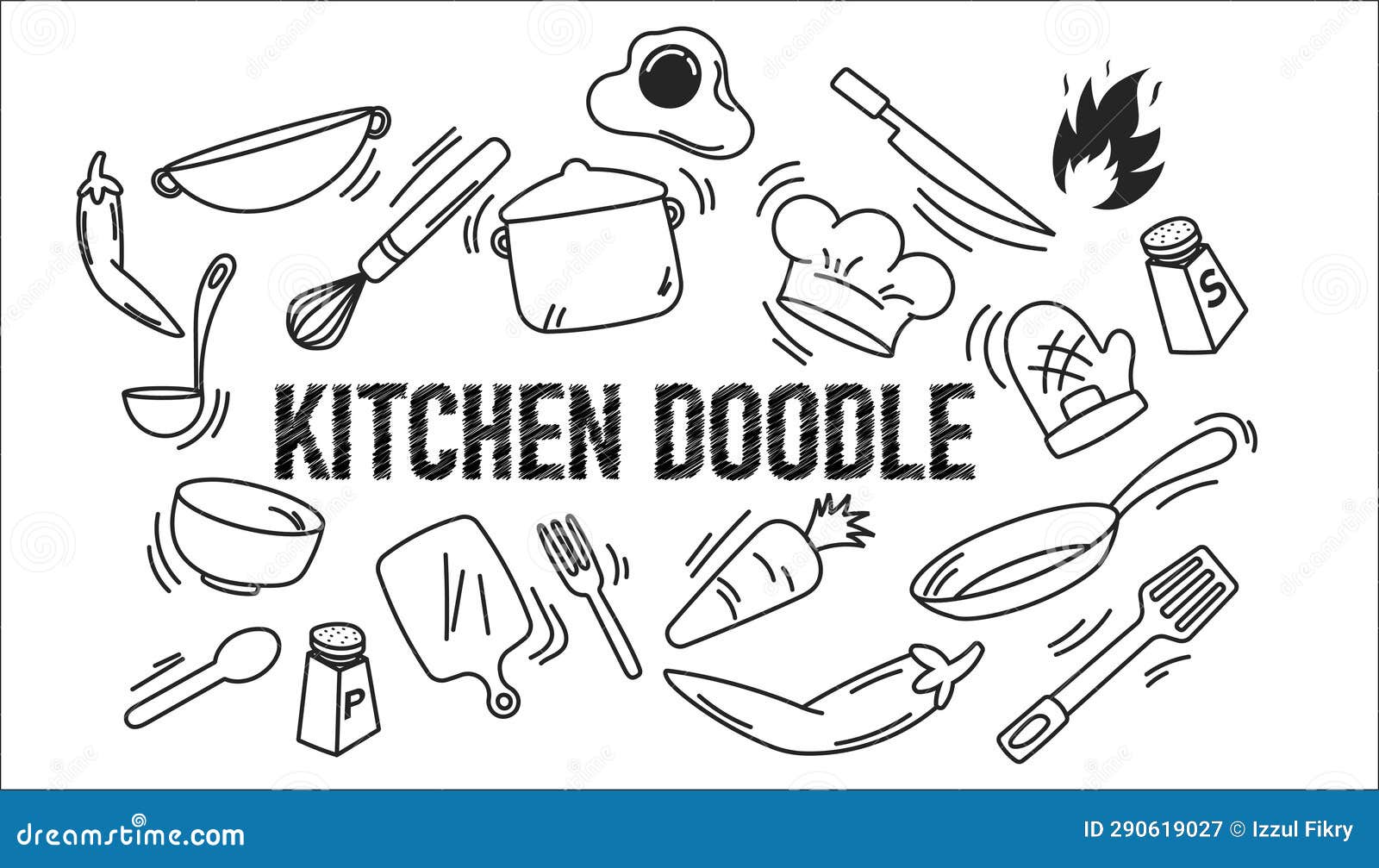 Kitchenware Doodle Hand Drawing Sketch Utensils Pencil Scribble Stock ...