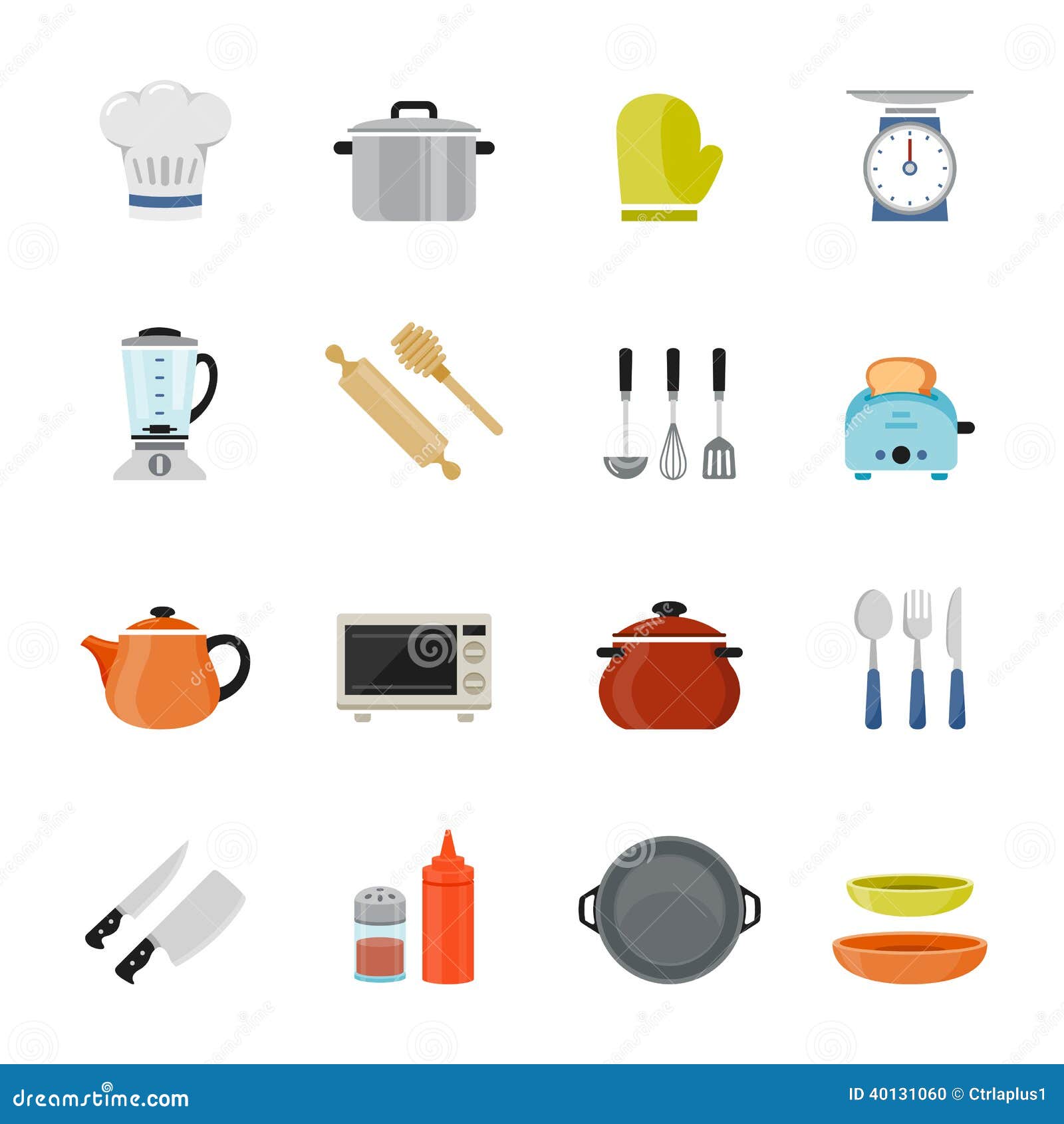Kitchenware Full Color Flat Design Icon. Stock Vector - Illustration of ...
