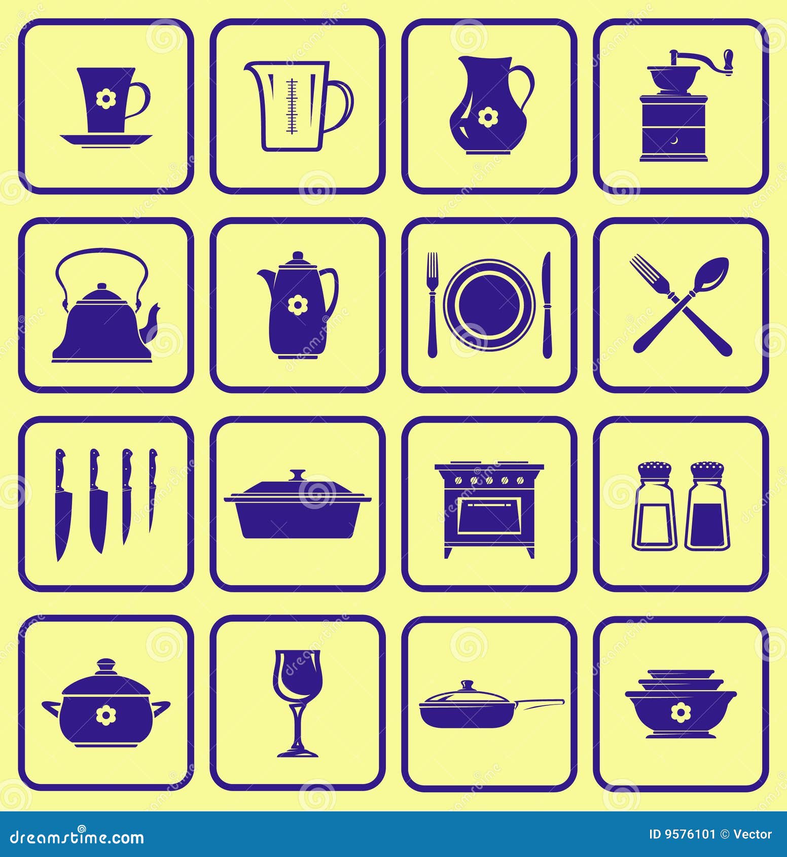 Kitchenware Icon Set (Vector) Stock Vector - Illustration of ceramic ...