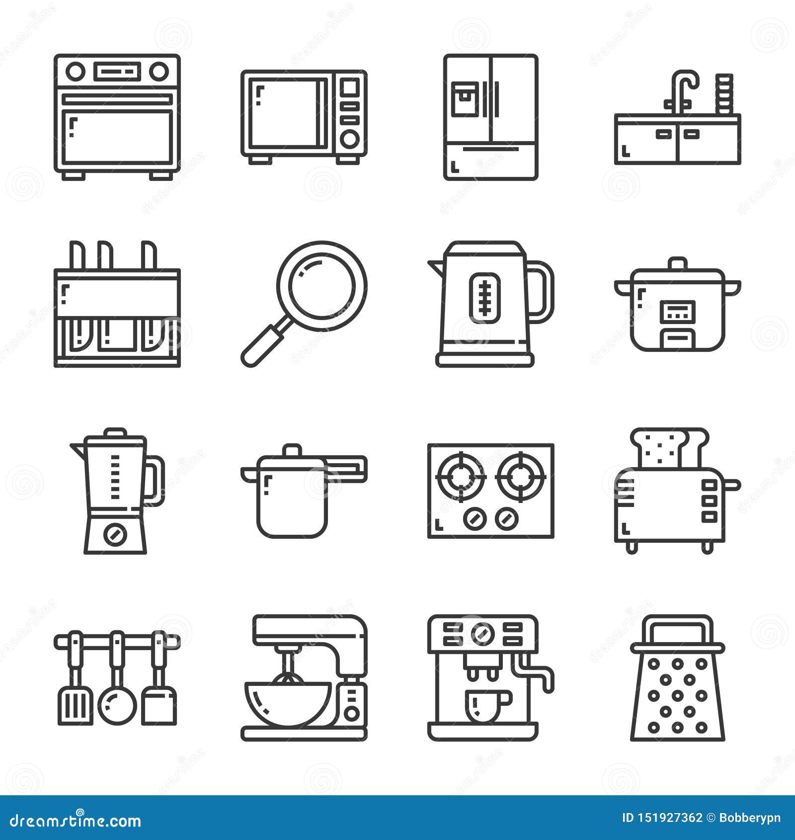 Kitchenware Icon Set.Vector Illustration Stock Vector - Illustration of ...