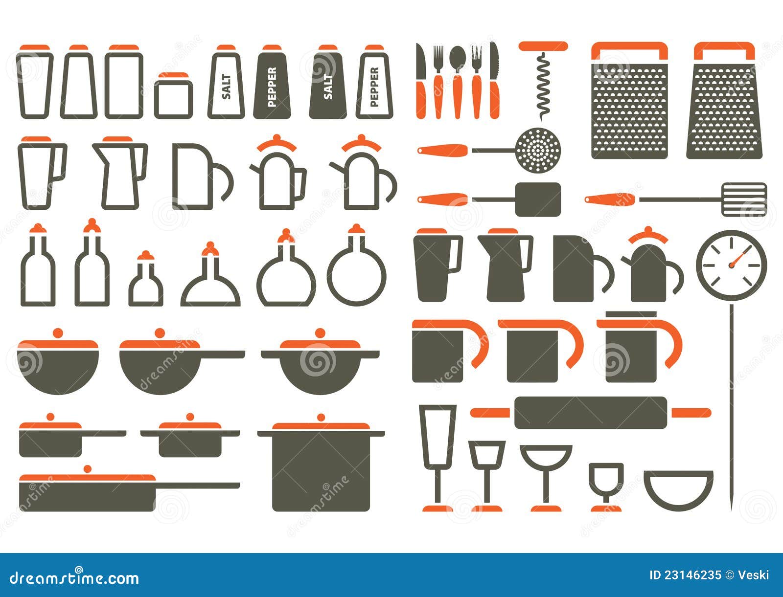 Kitchenware icons stock vector. Illustration of glass - 23146235