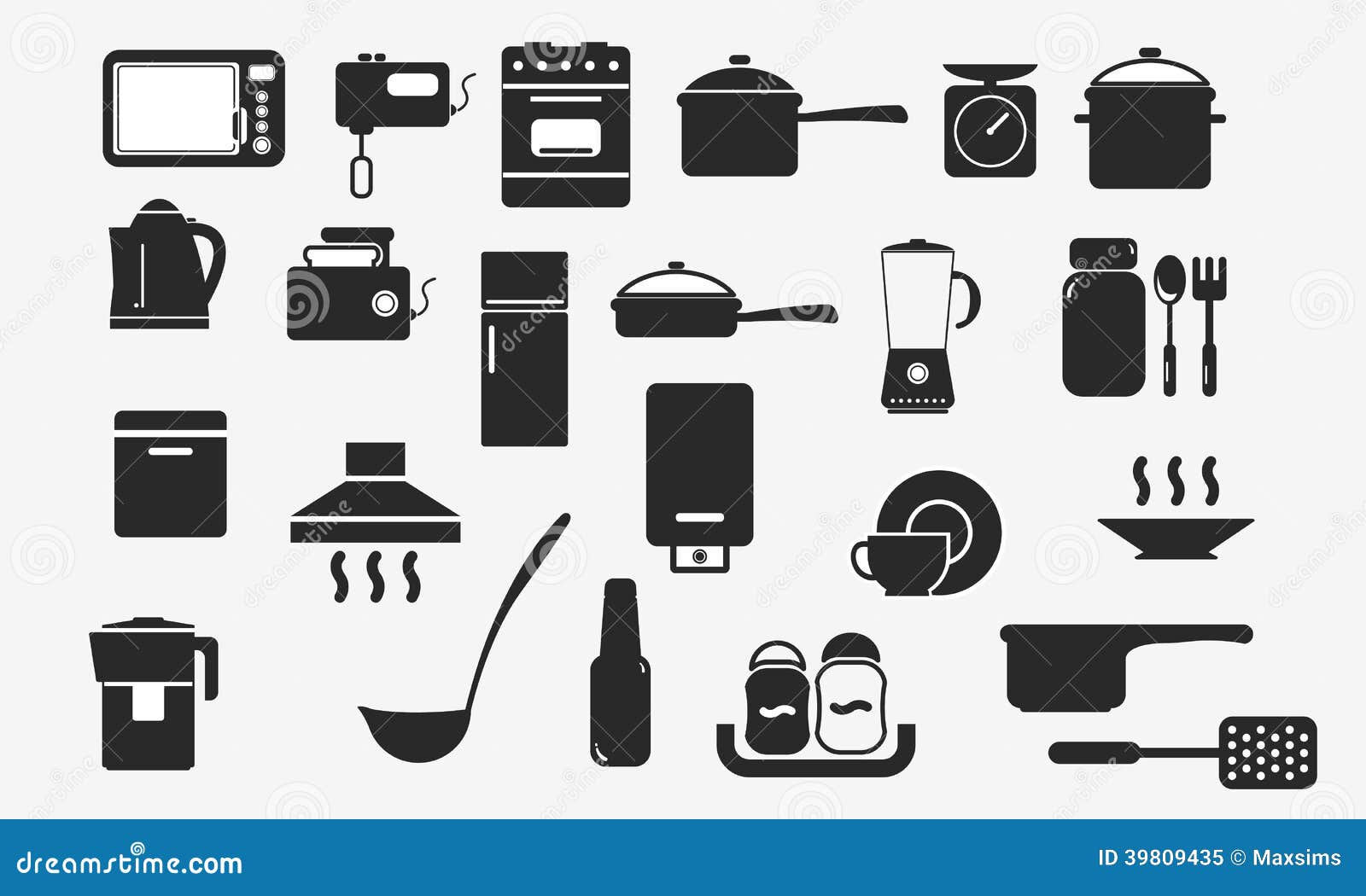 Kitchenware Icons Household Appliances Web Stock Vector - Illustration ...