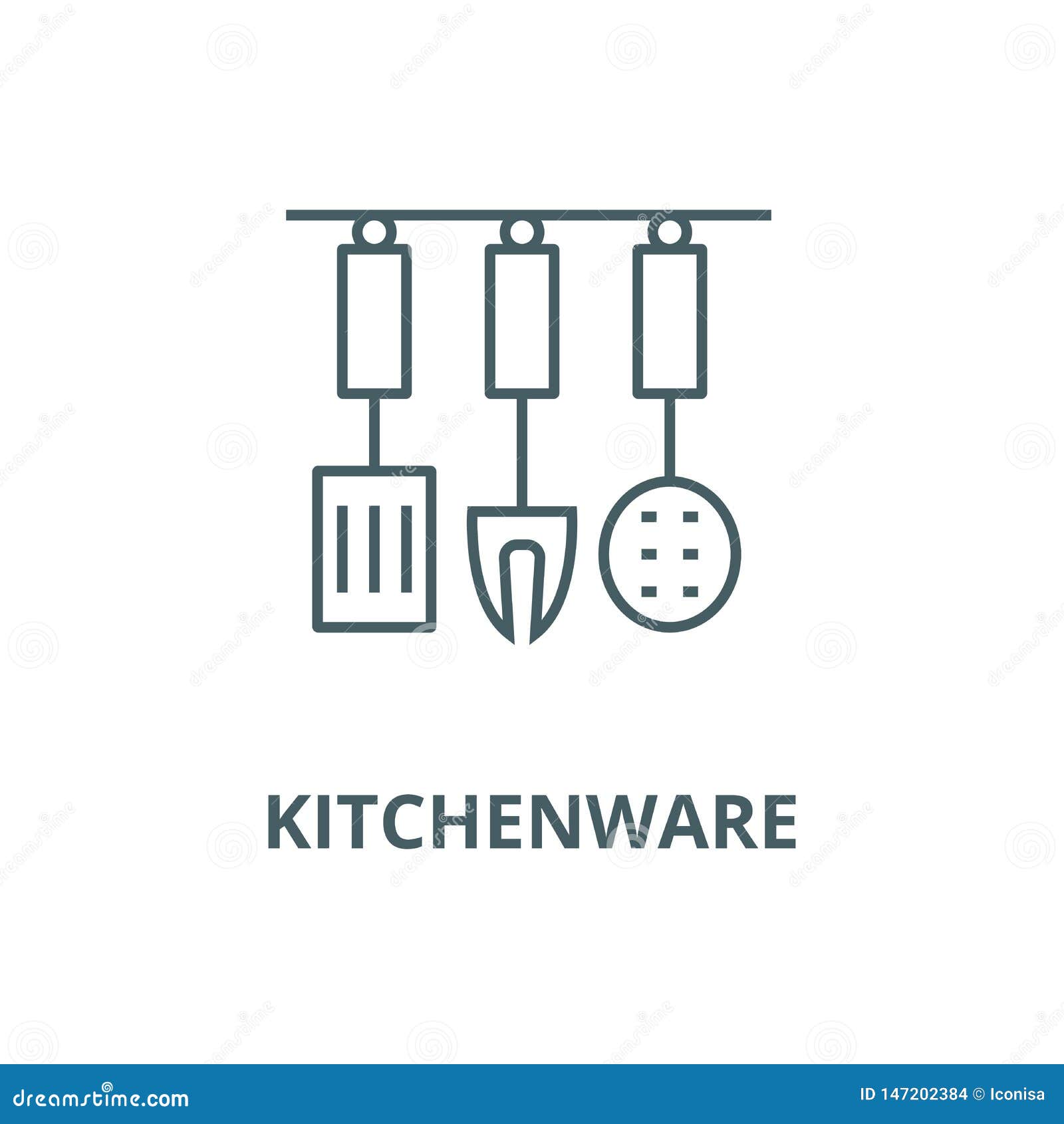 Kitchenware, Kitchen Accessories Vector Line Icon, Linear Concept ...