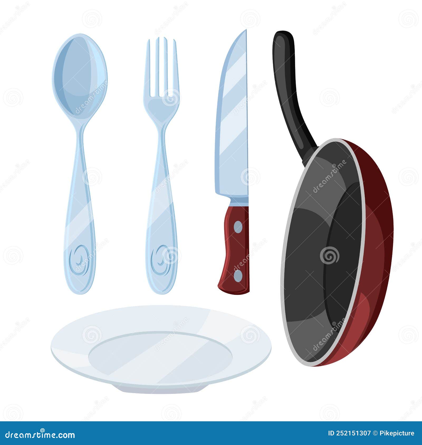 Kitchenware Kitchen Set Cartoon Vector Illustration Stock Illustration ...