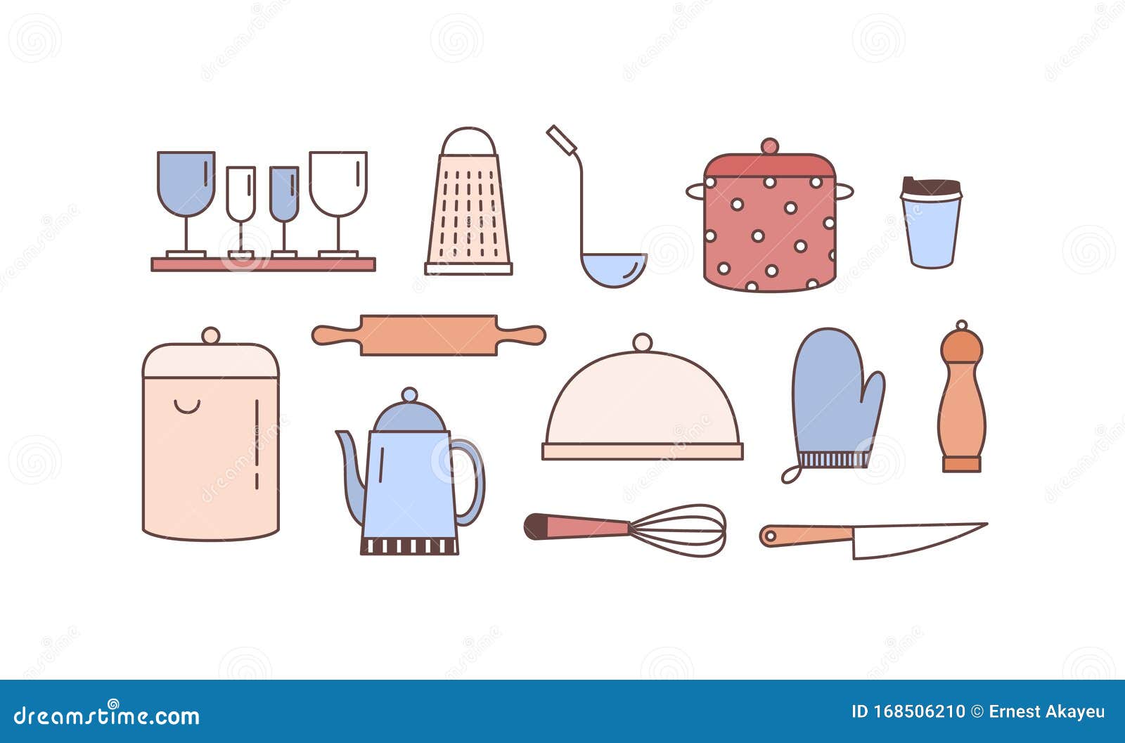 Kitchenware Linear Vector Icons Set. Various Kitchen Utensils Outline ...