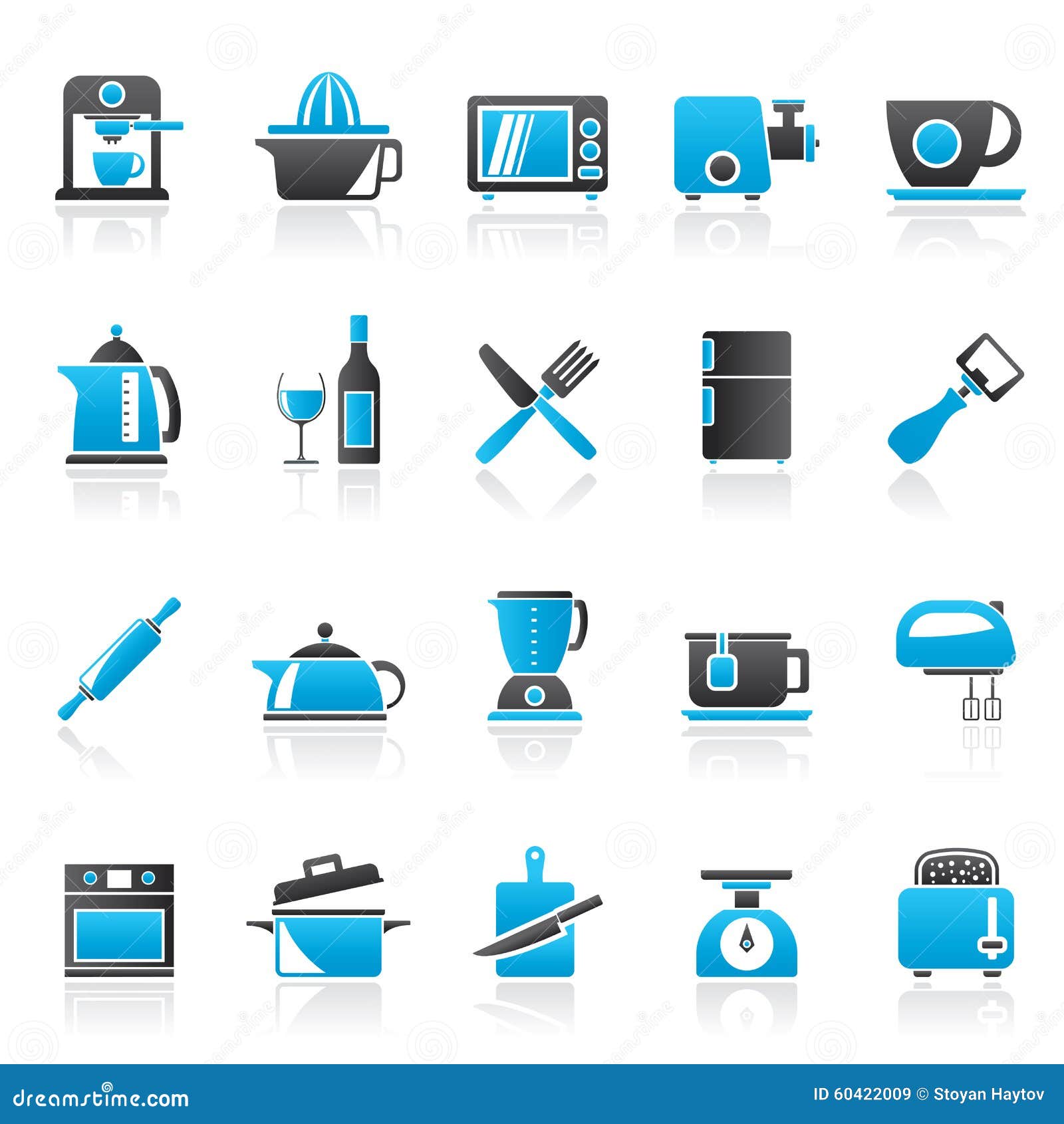 Kitchenware Objects and Equipment Icons Stock Vector - Illustration of ...