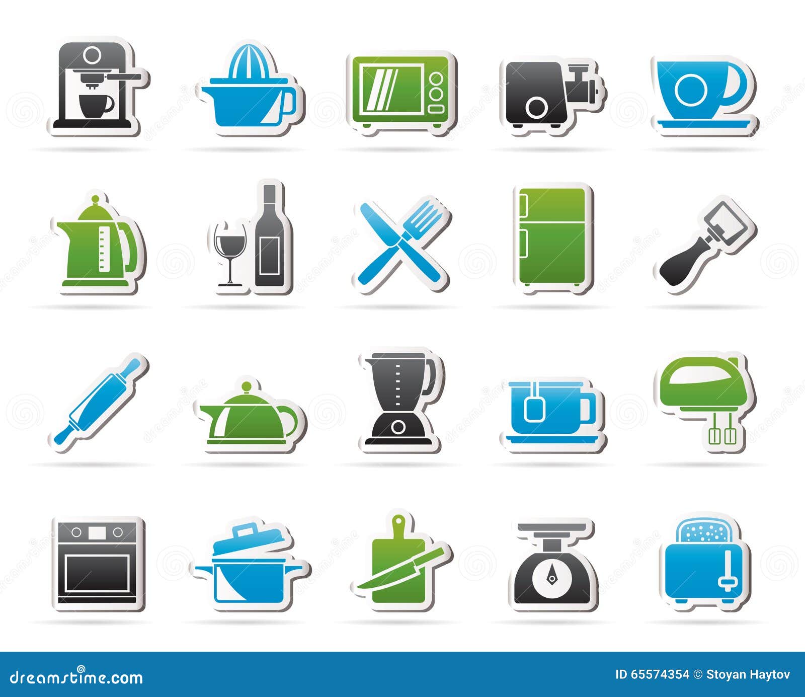 Kitchenware Objects and Equipment Icons Stock Vector - Illustration of ...