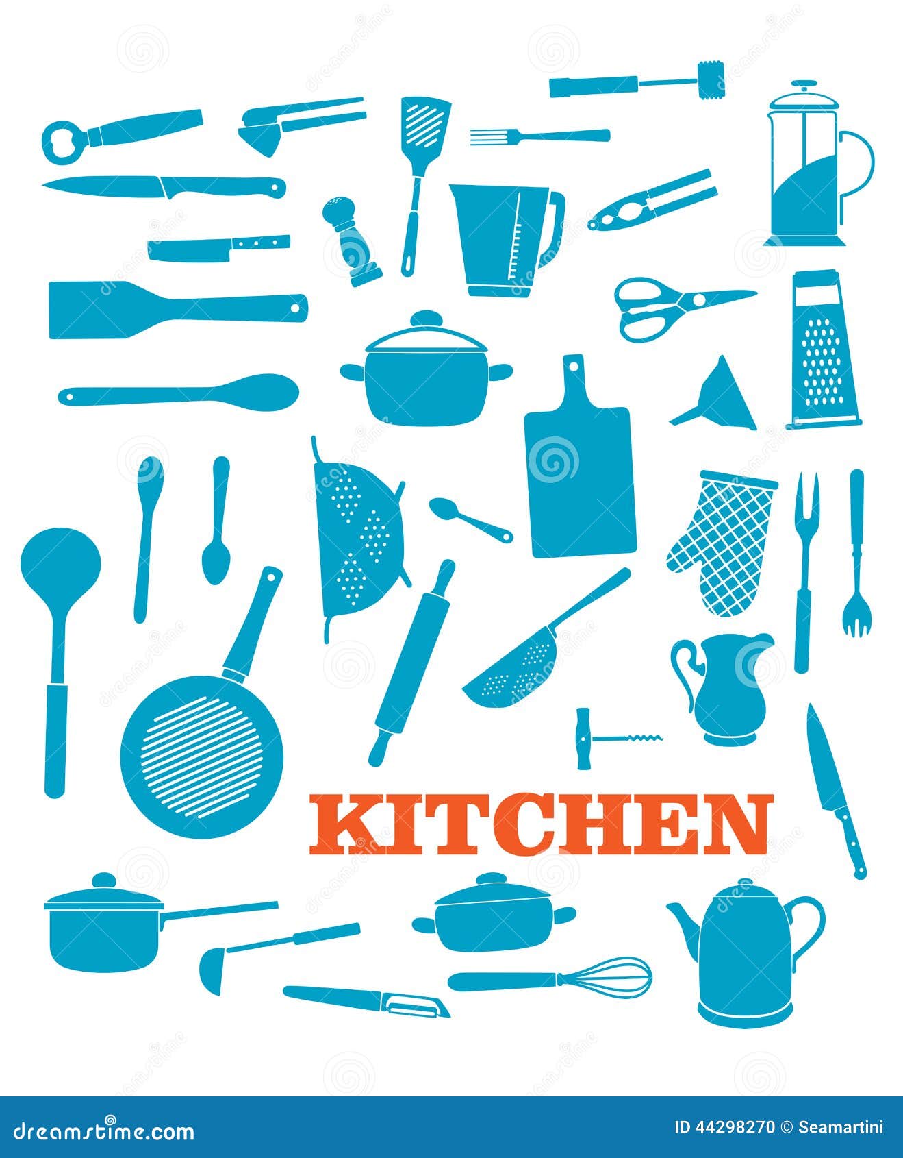 Kitchenware objects set stock vector. Illustration of funnel - 44298270