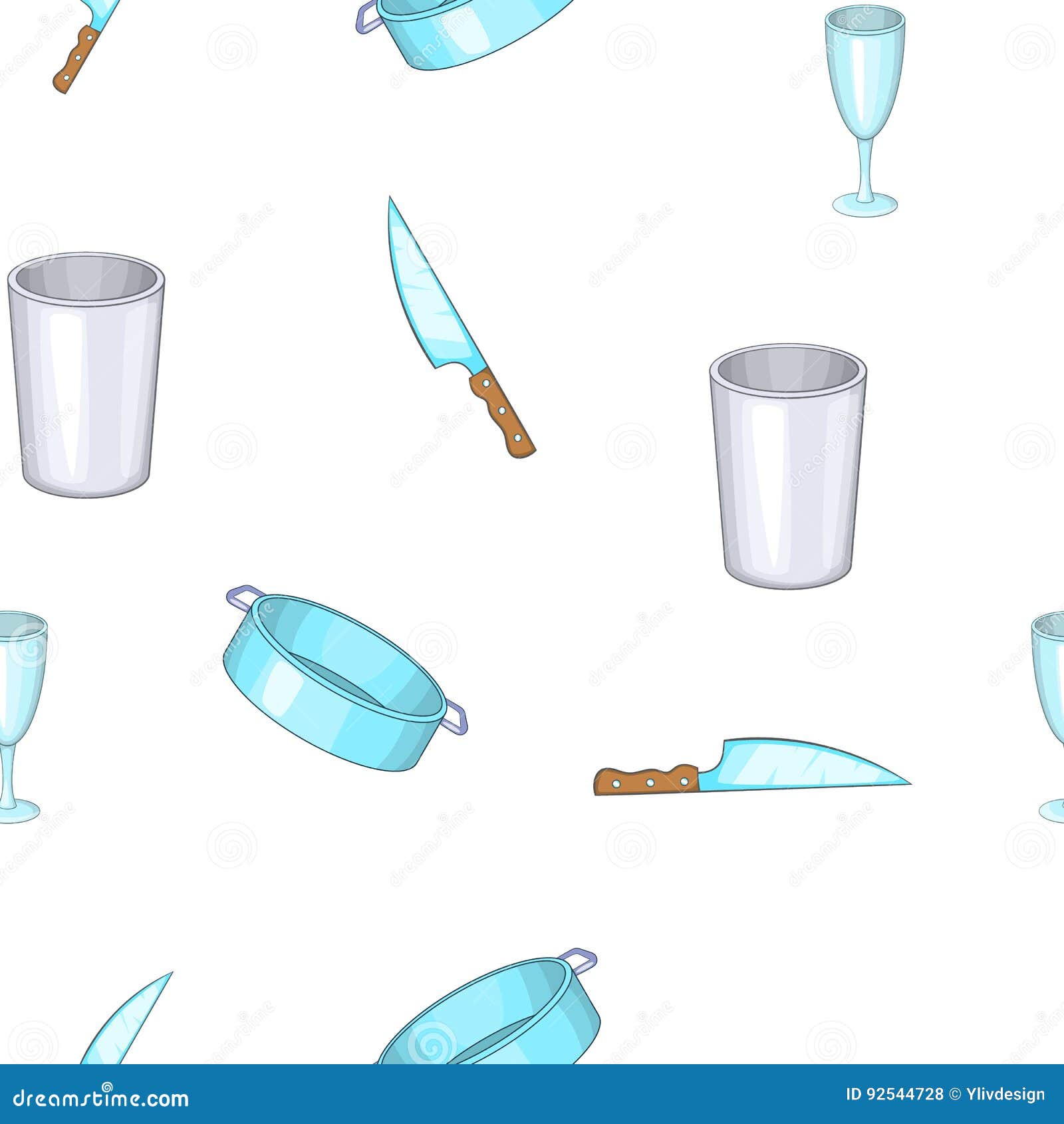 Kitchenware Pattern, Cartoon Style Stock Vector - Illustration of ...