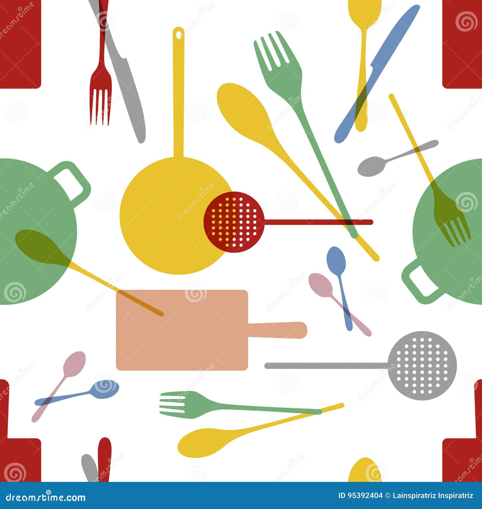 Kitchenware Pattern. Seamless Stock Illustration - Illustration of ...
