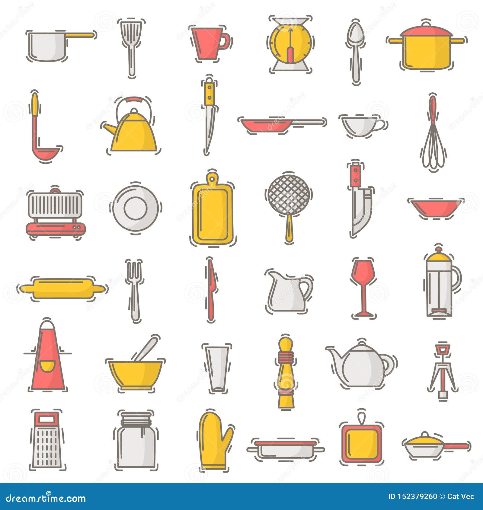 Kitchenware Seamless Pattern Cookware for Cooking and Kitchen Utensils ...