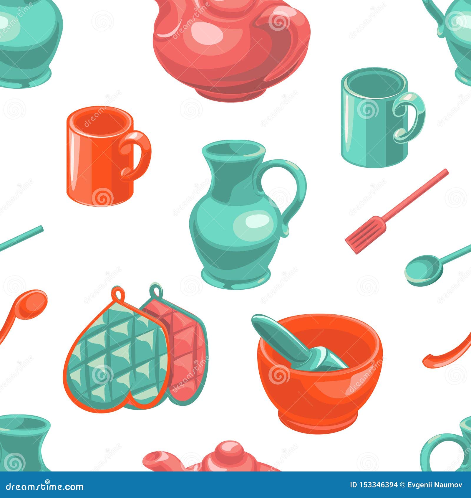Kitchenware Seamless Pattern, Kitchen Tools, Cooking Utensils, Design ...