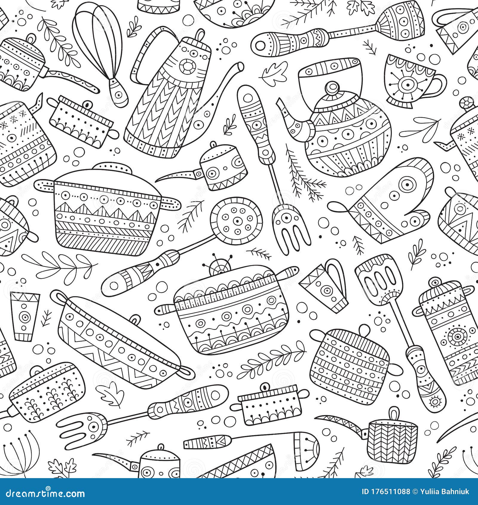 Kitchenware Seamless Pattern Stock Vector - Illustration of cookbook ...