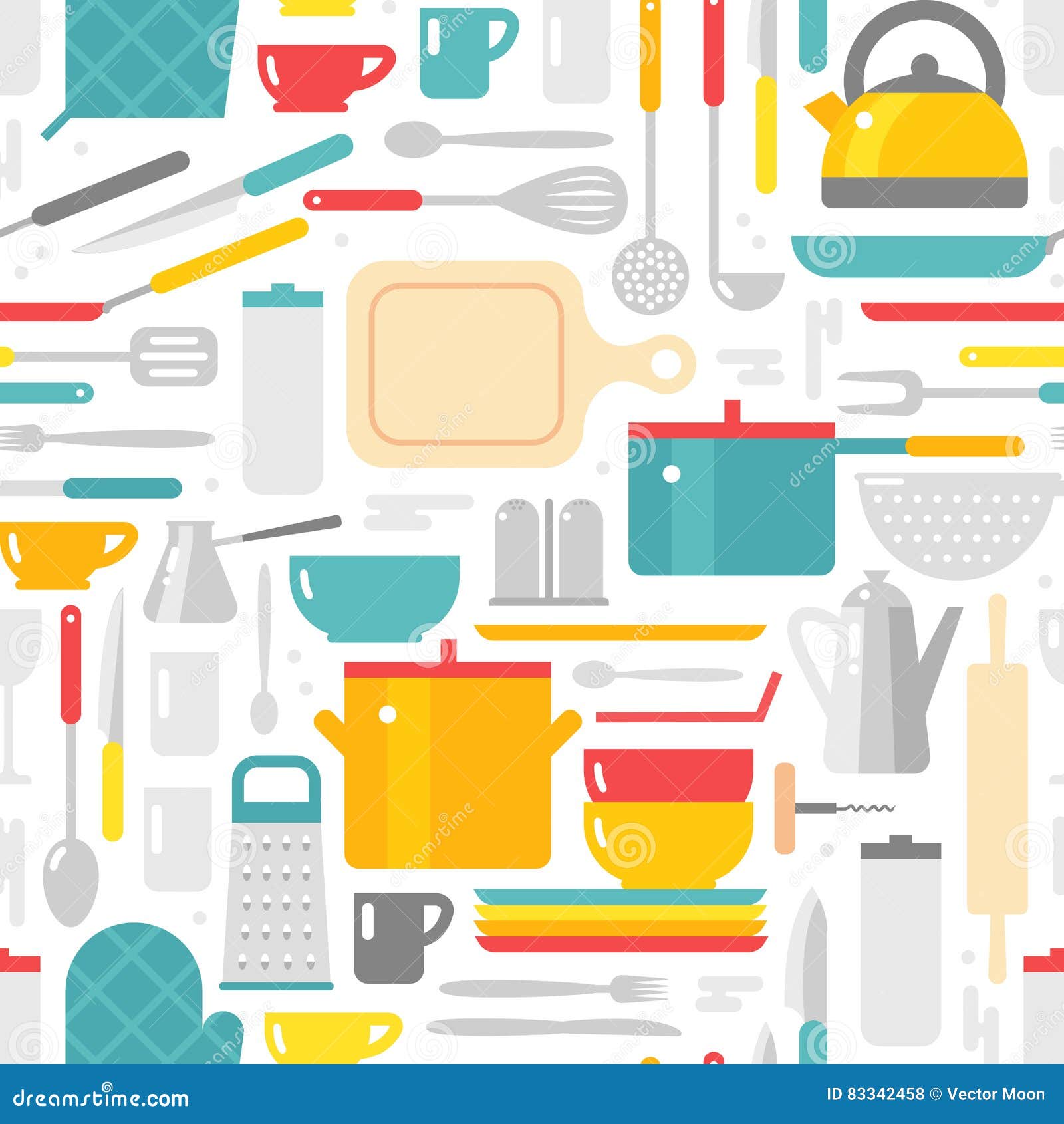 Kitchenware Seamless Pattern Vector. Stock Vector - Illustration of ...