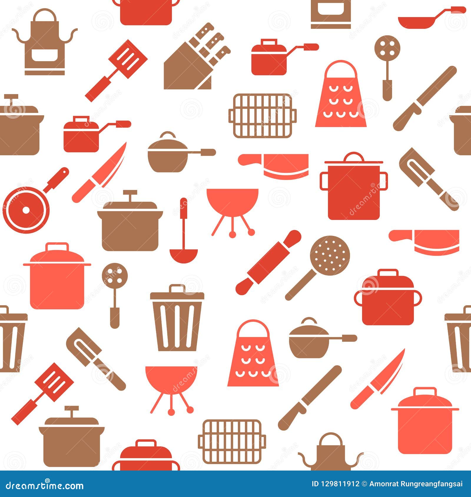 Kitchenware Seamless Pattern for Wallpaper or Wrapping Paper Stock Vector - Illustration of ...