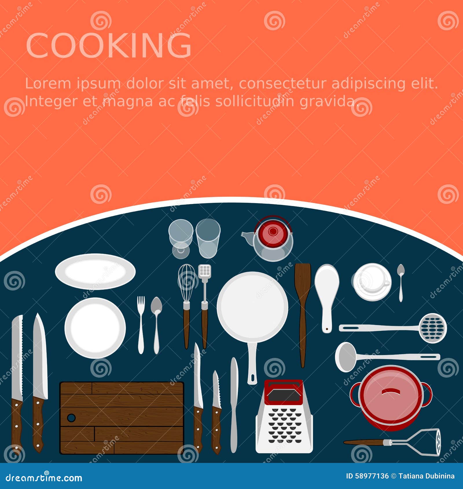 Kitchenware Set. Cooking Workplace Stock Vector - Illustration of flat ...