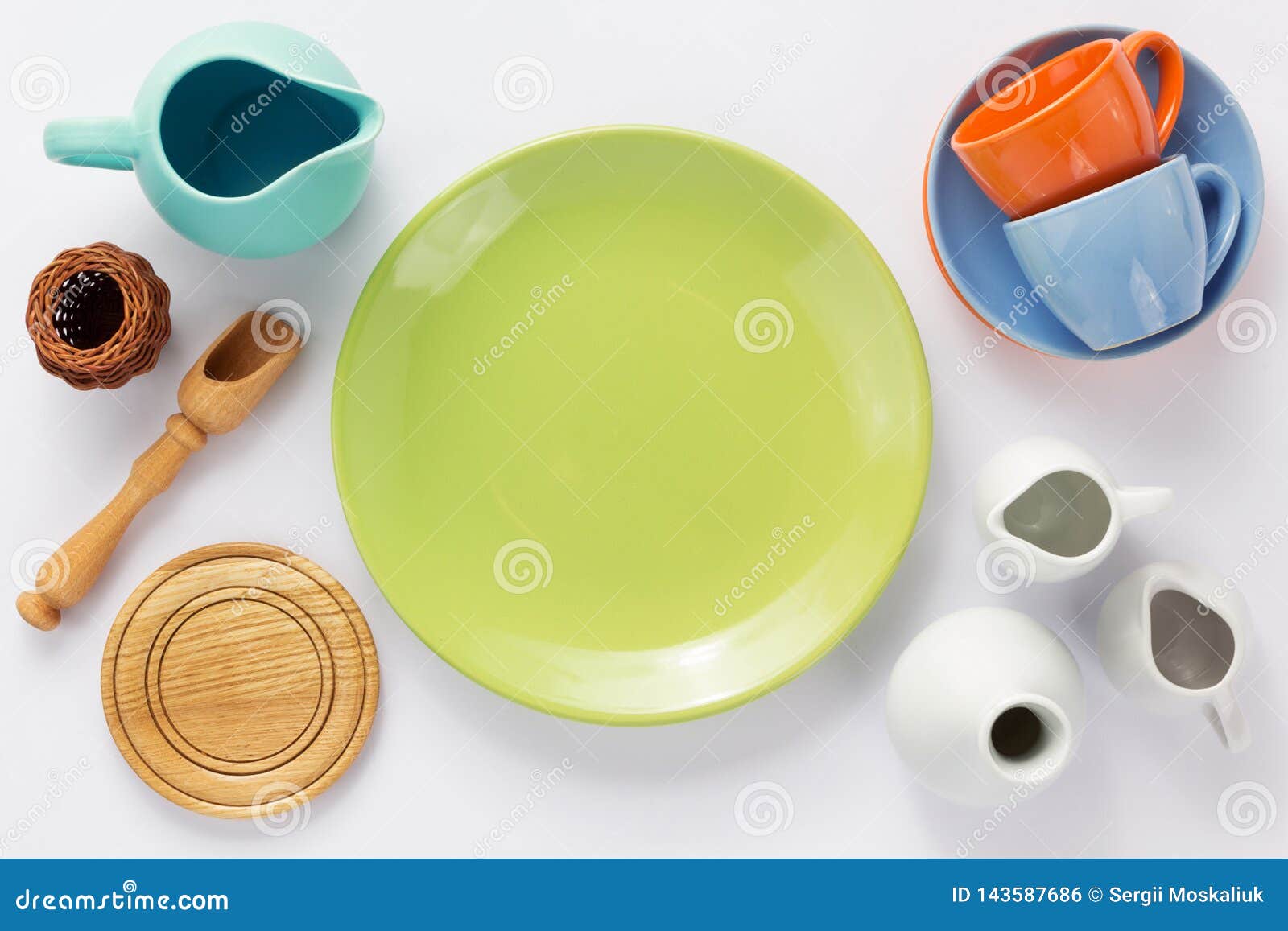 Kitchenware Set at White Background Stock Photo - Image of ceramic ...