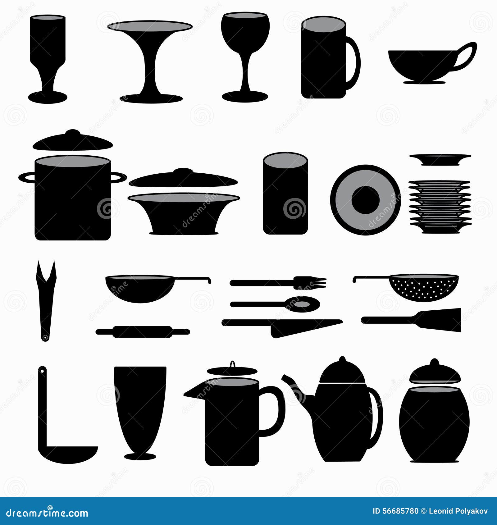 Kitchenware Symbols Collection Vector Illustration Stock Vector ...