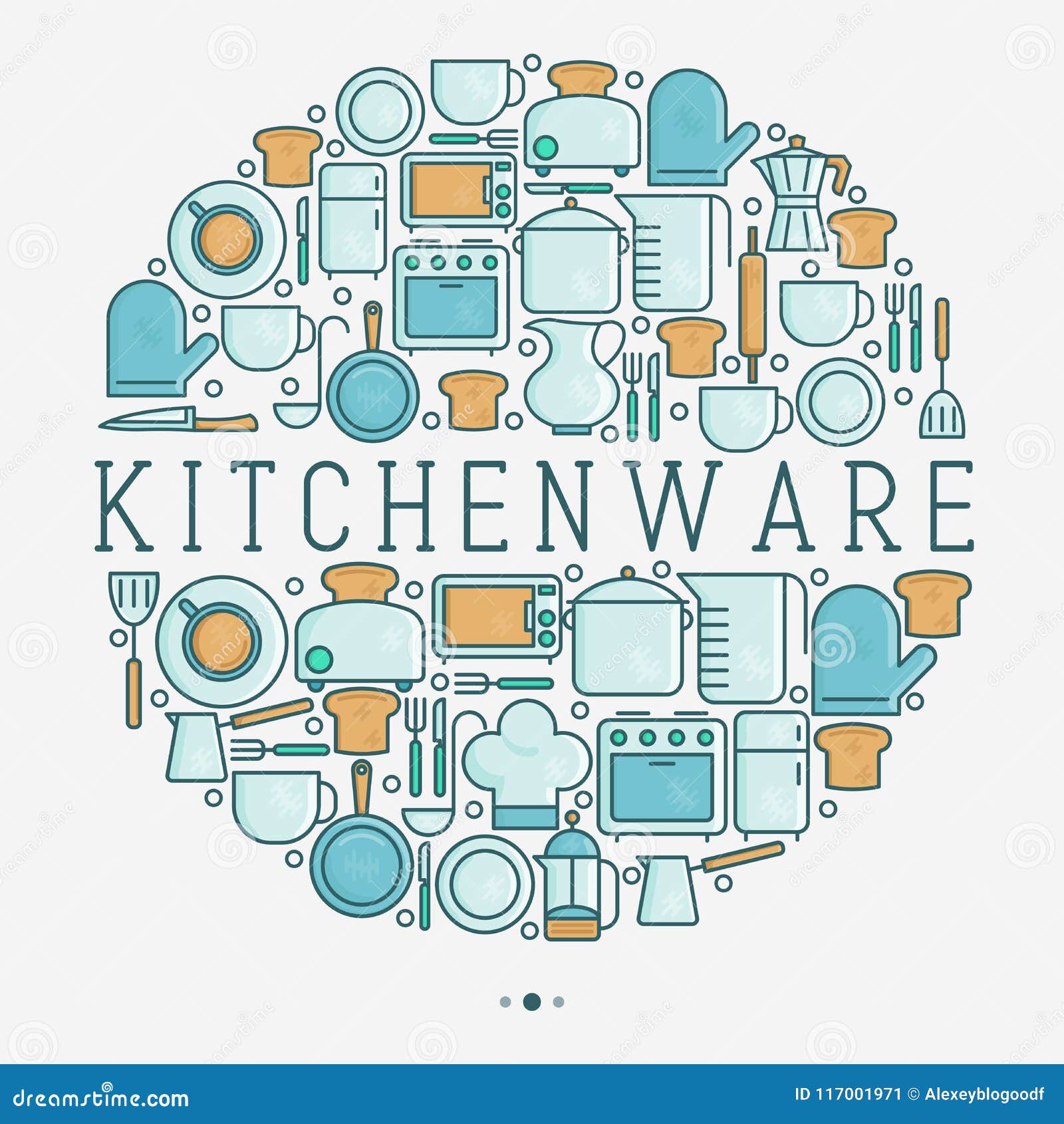 Kitchenware and Tableware Concept in Circle Stock Vector - Illustration ...