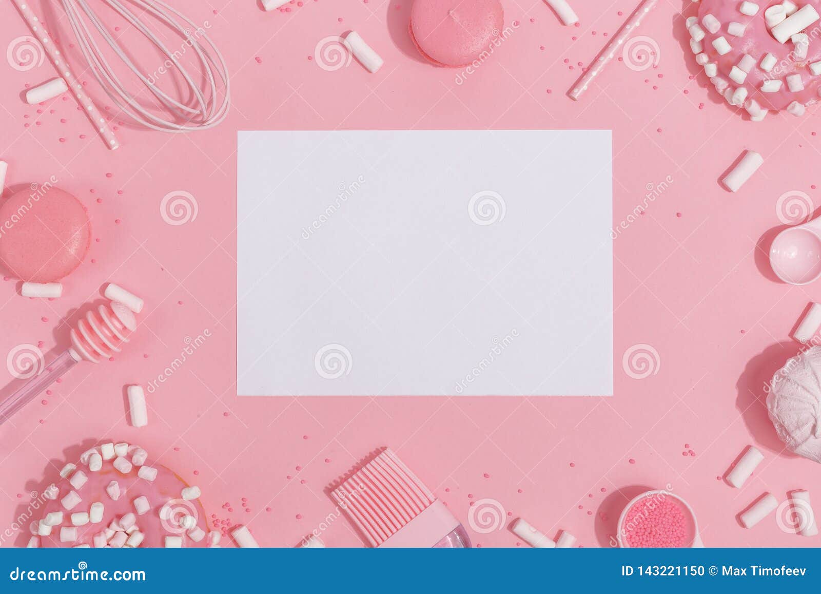 Kitchenware and Tools, Pastry and Sweets on a Pink Background. Top View ...