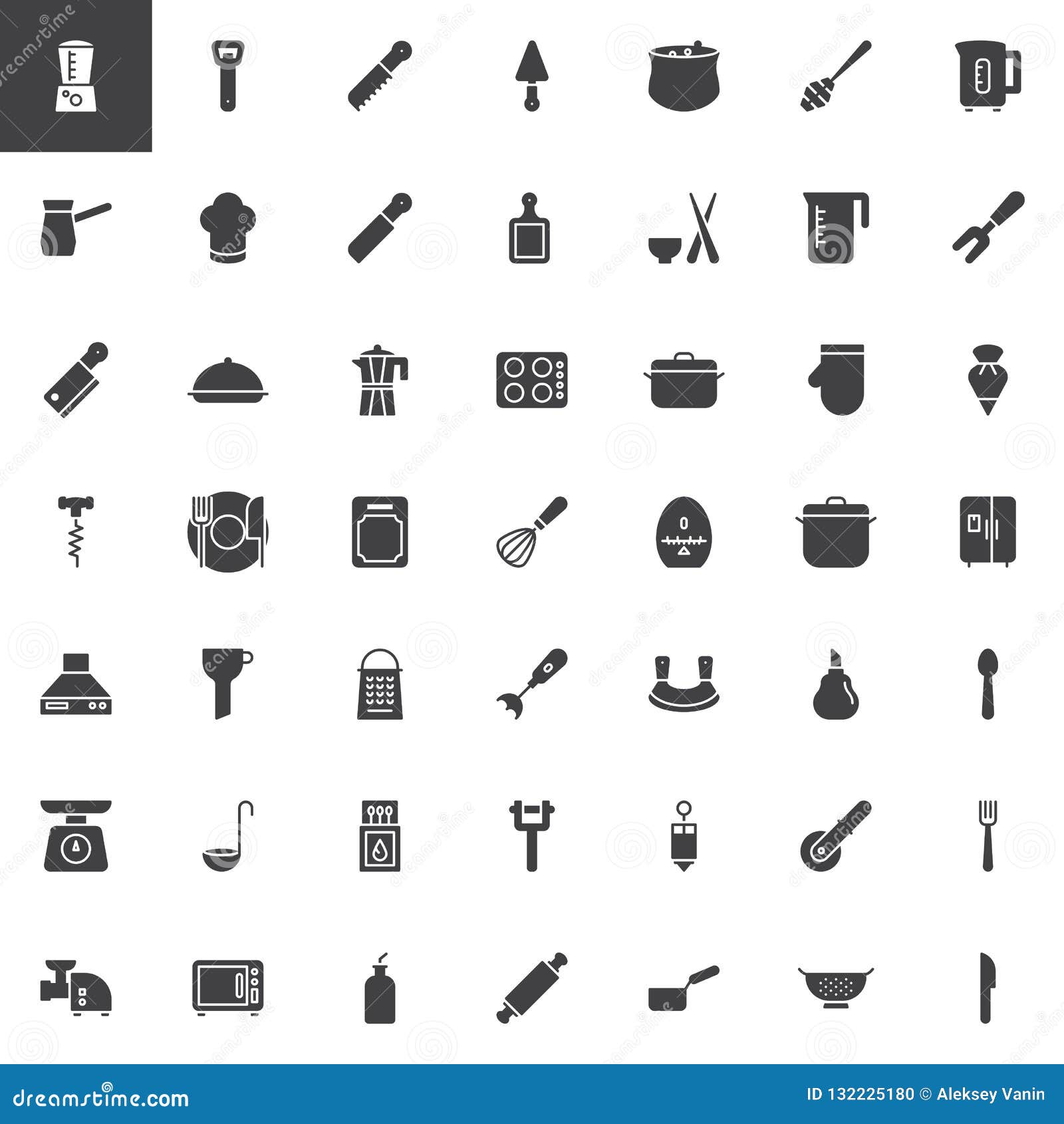 Kitchenware Vector Icons Set Stock Vector - Illustration of grater ...