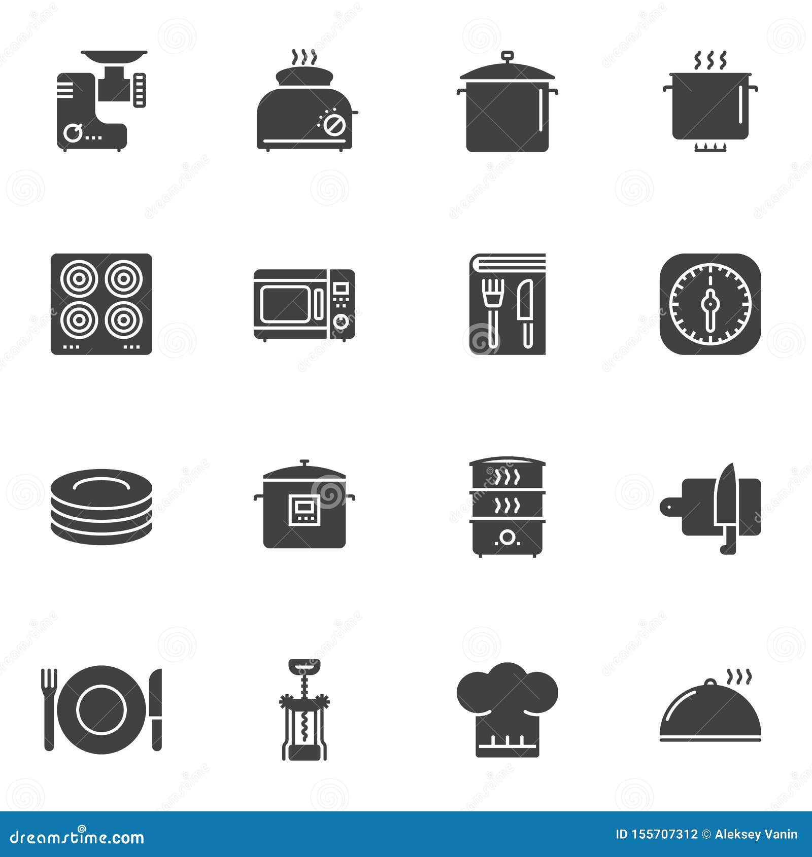 Kitchenware Vector Icons Set Stock Vector - Illustration of filled ...